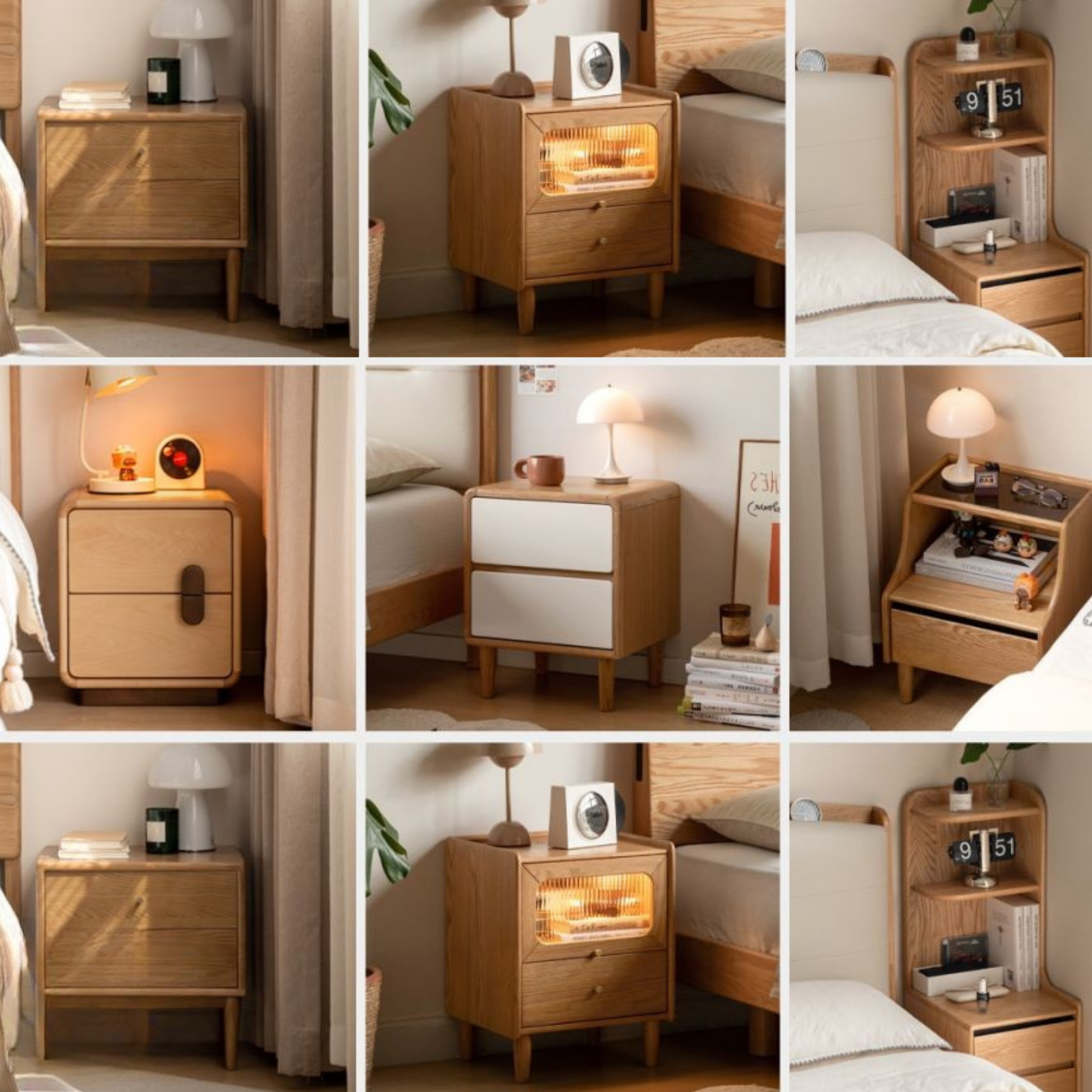 simple oak bedside table