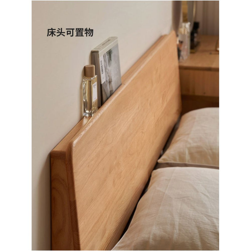 Rubberwood Solid Wood Bed — Modern Minimalist Design