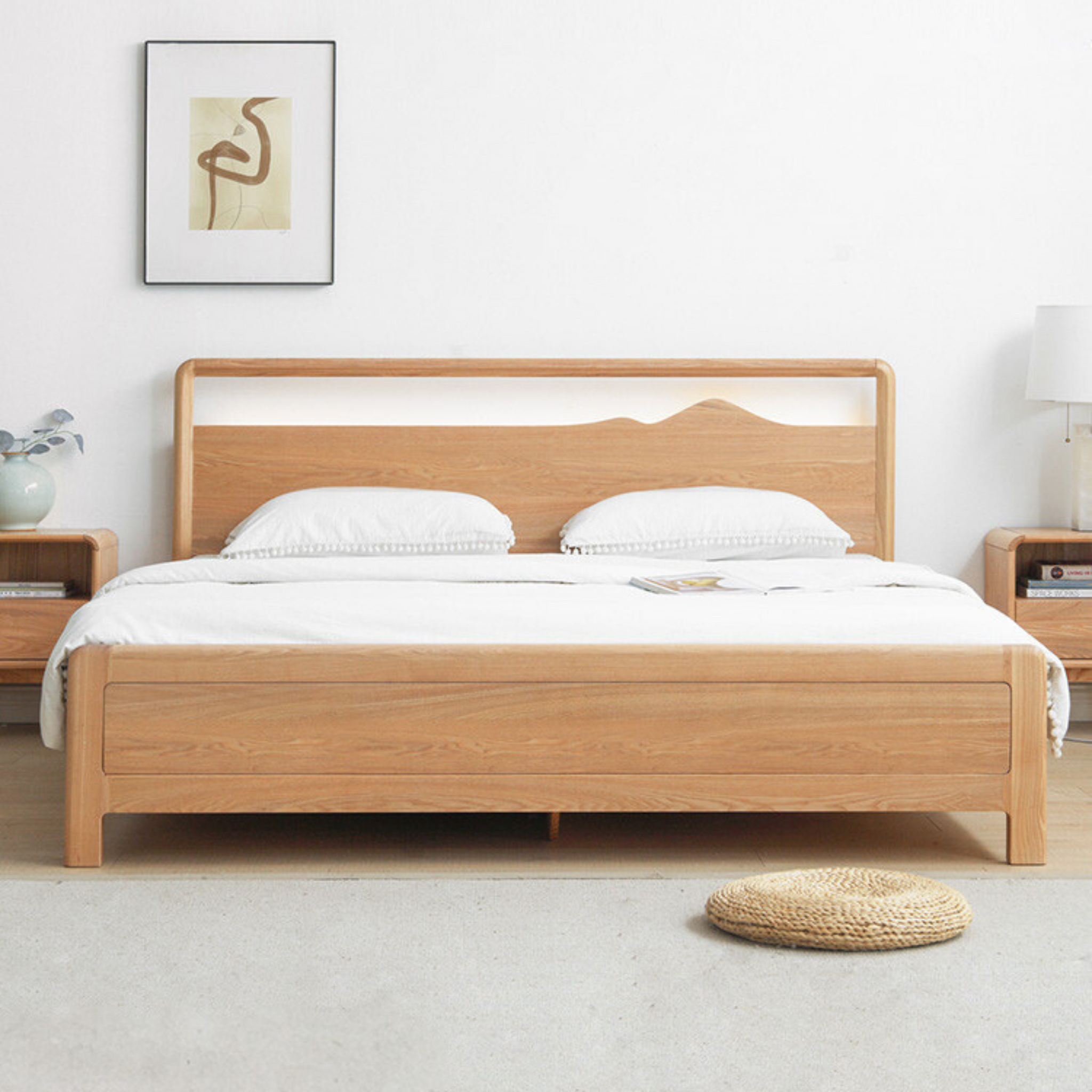 all solid wood box bed double bed modern simple master bedroom wedding ...