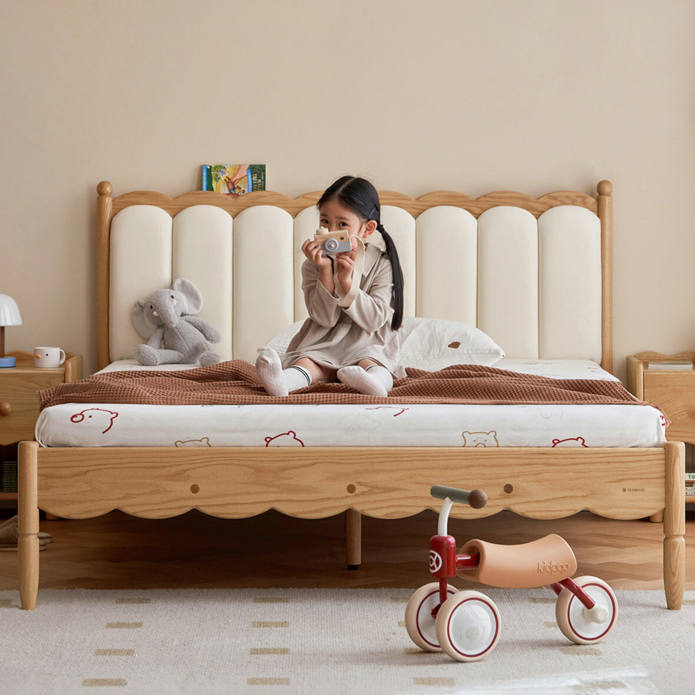 children's bed boys and girls single bed bedside soft bag backrest ...