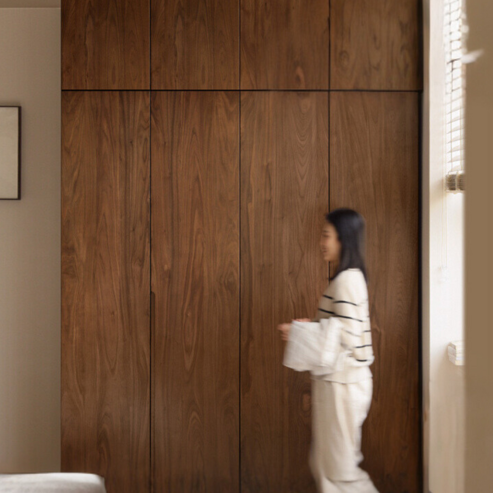 Solid Wood Wardrobe Black Walnut Wardrobe Bedroom Home Double Door ...