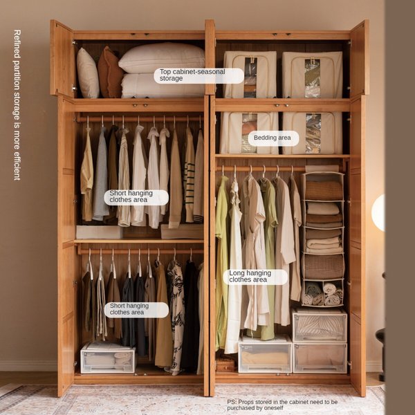 Solid Wood Wardrobe Home Master Bedroom Retro Style Wardrobe Cherry ...