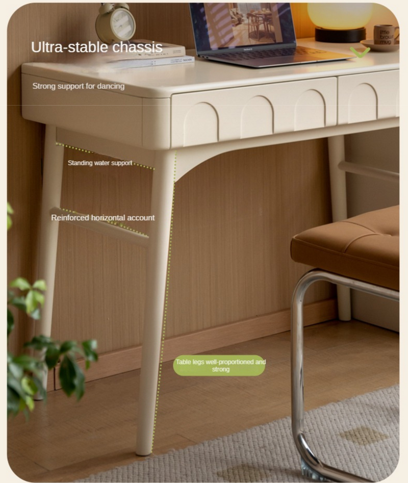 Solid Wood Desk Modern Study Home Writing Desk Bedroom French Cream ...