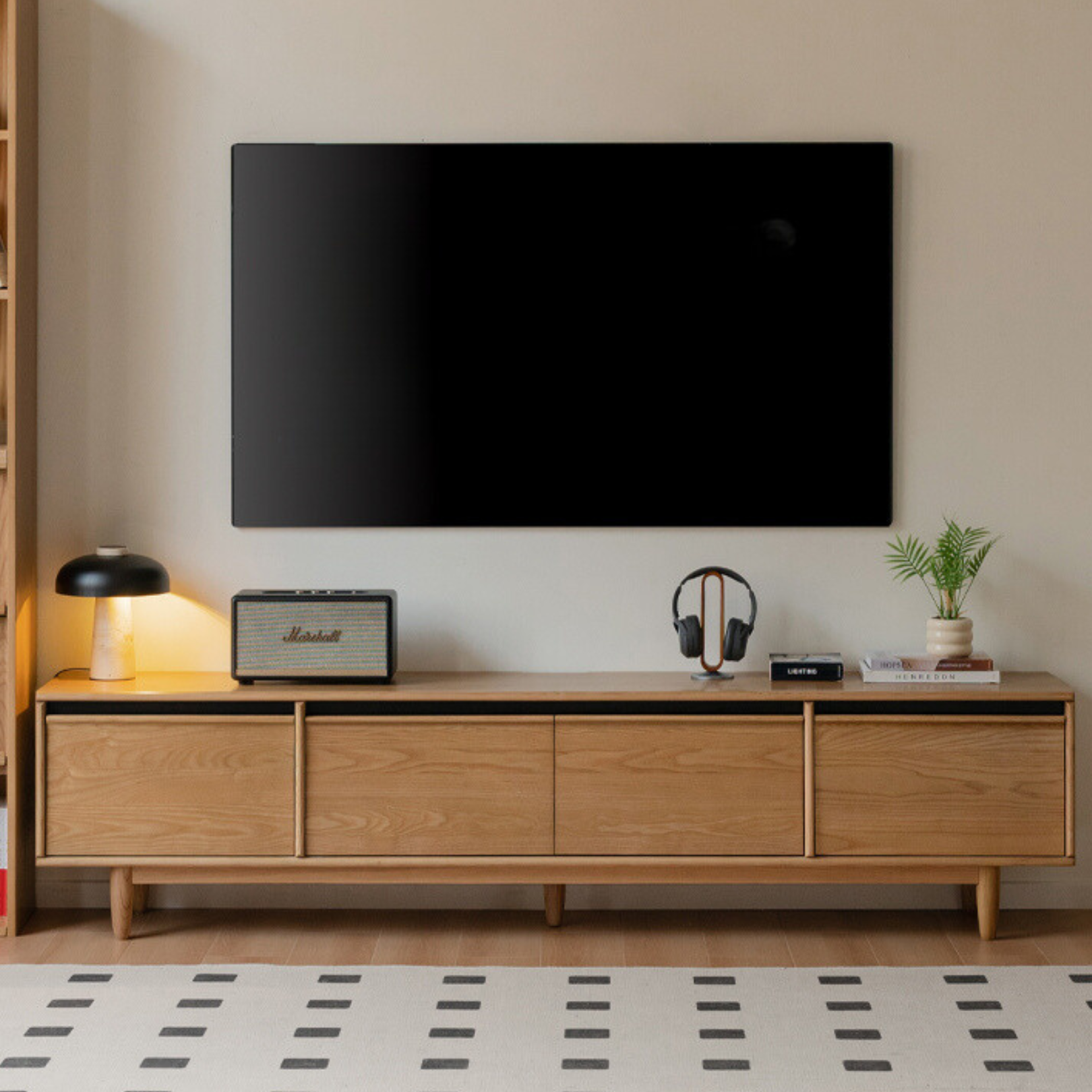 Solid wood TV cabinet modern simple ash wood storage cabinet living ...