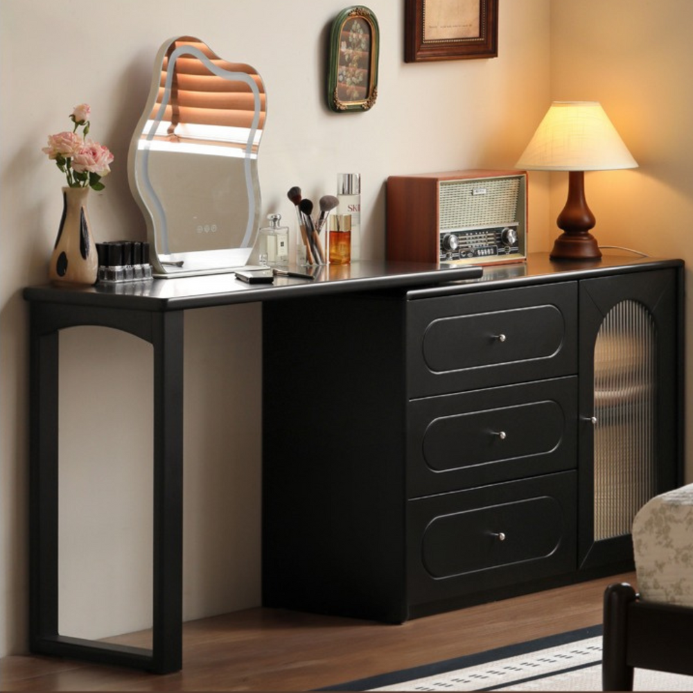 Solid Wood Dressing Table Cabinet One-piece French Retro Style ...