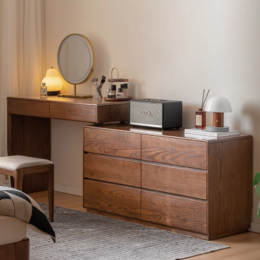 Solid Wood Dressing Table Bedroom Oak Cabinet Dressing Table All-in-one ...