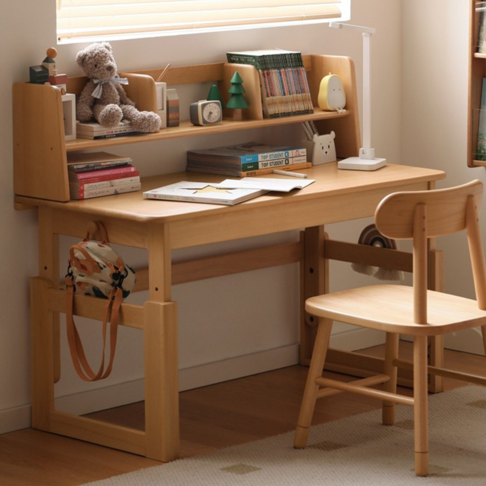 pure solid wood children's study table can be raised and lowered desk ...