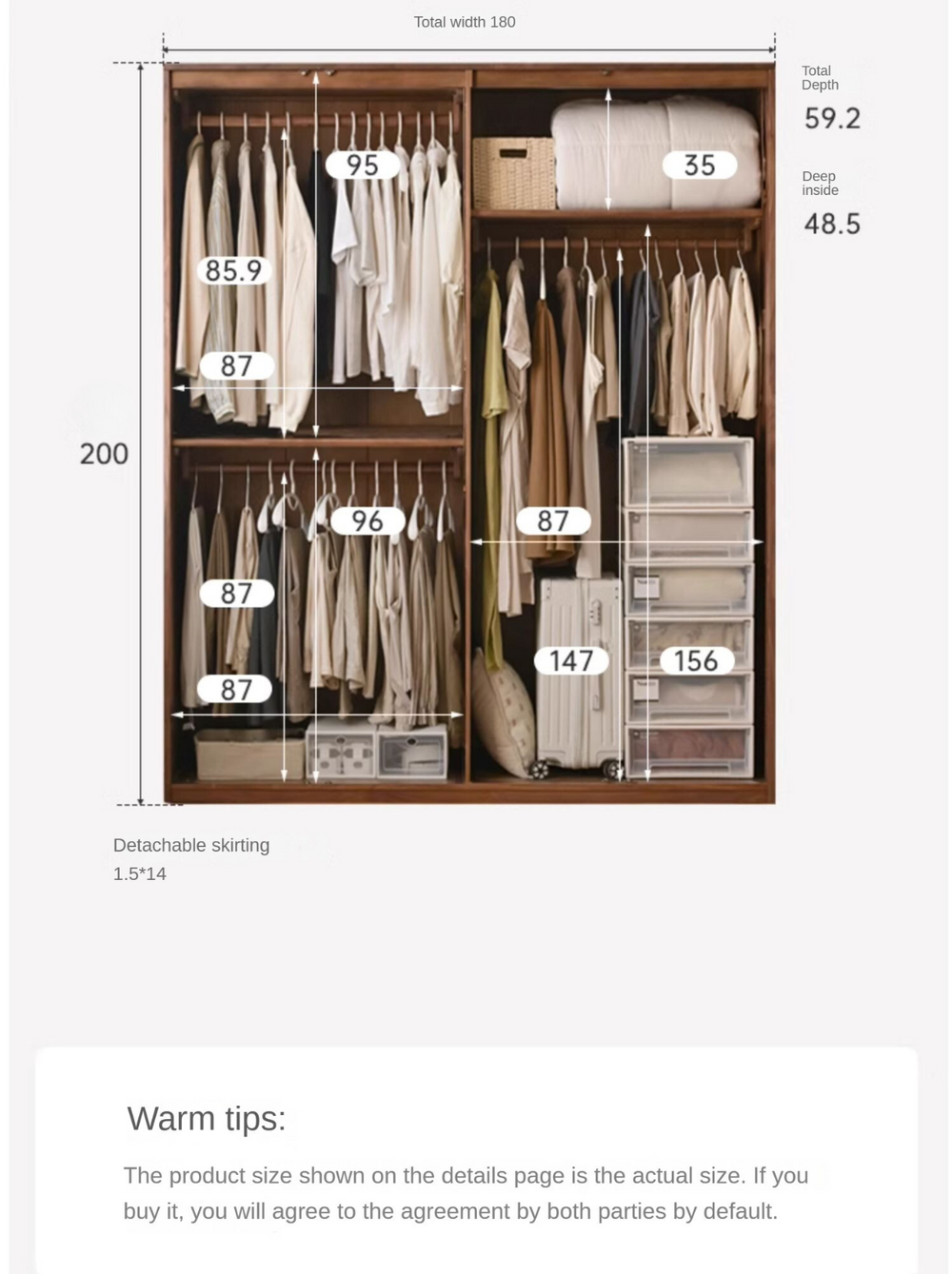 solid wood wardrobe modern simple double door large wardrobe home black ...