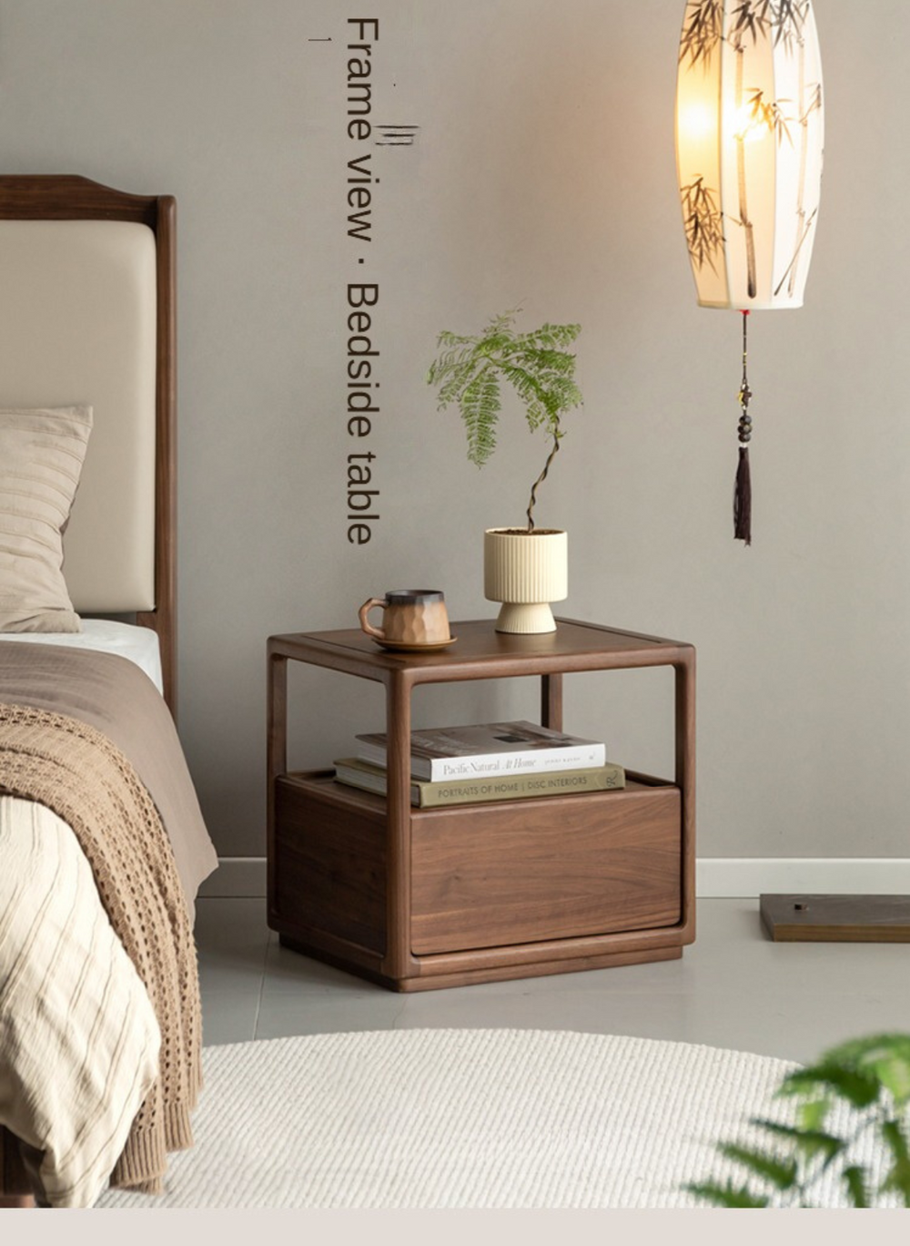 Solid Wood Bedside Table New Chinese Black Walnut Locker Household ...
