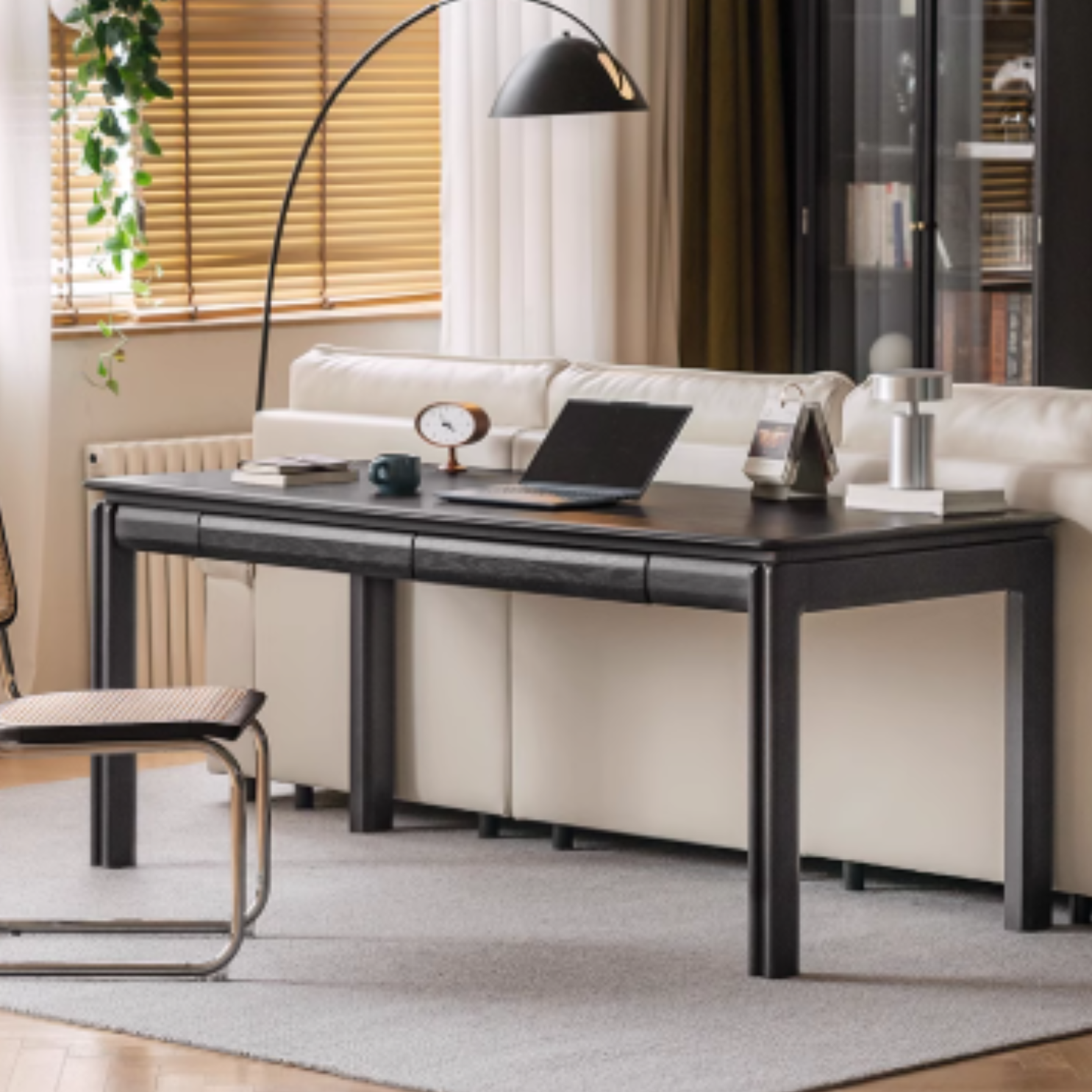 Solid Wood Desk Study Modern Simple Desk Oak Black Computer Desk Large ...