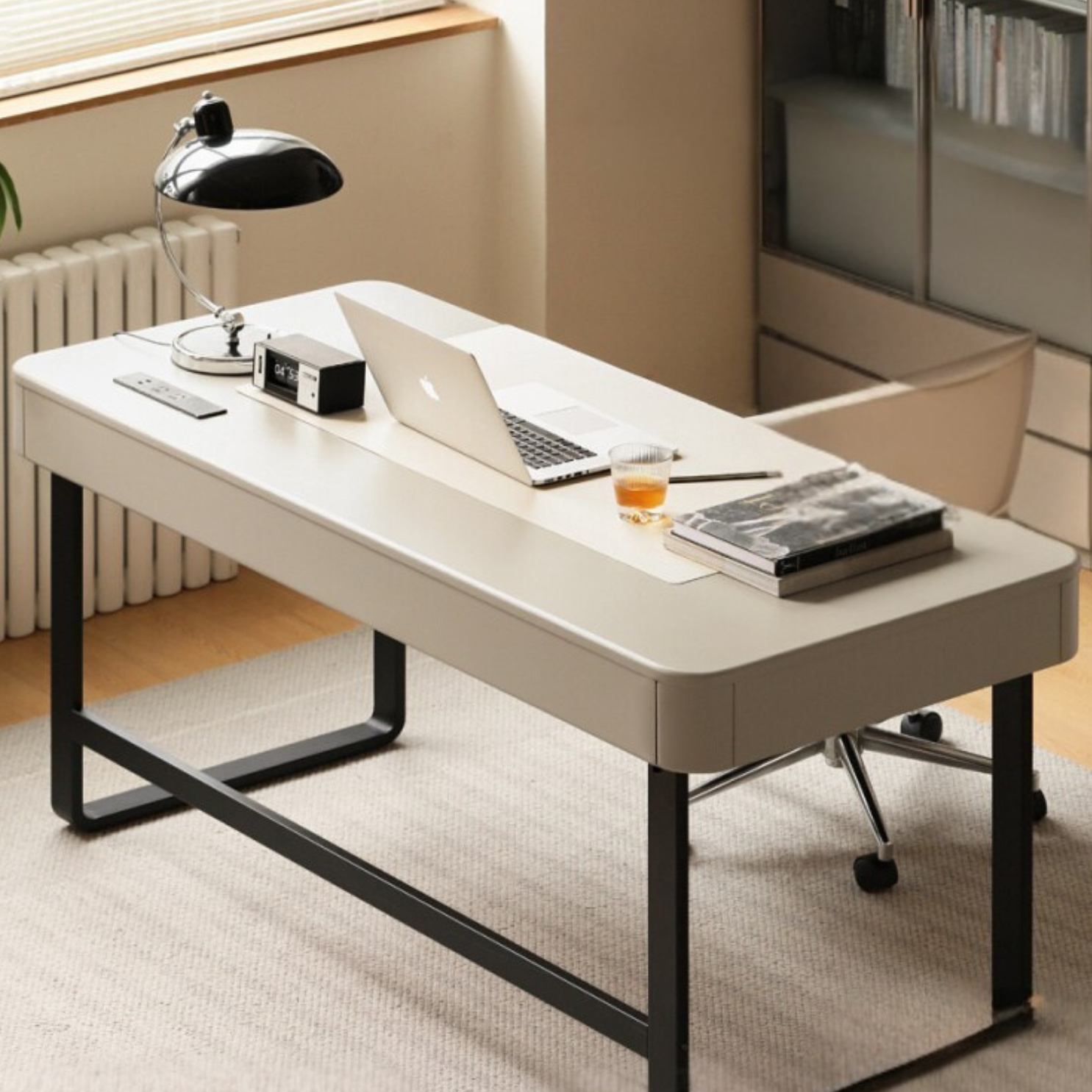 Solid Wood Desk Modern Simple Rock Board Desk Light Luxury Style Home ...