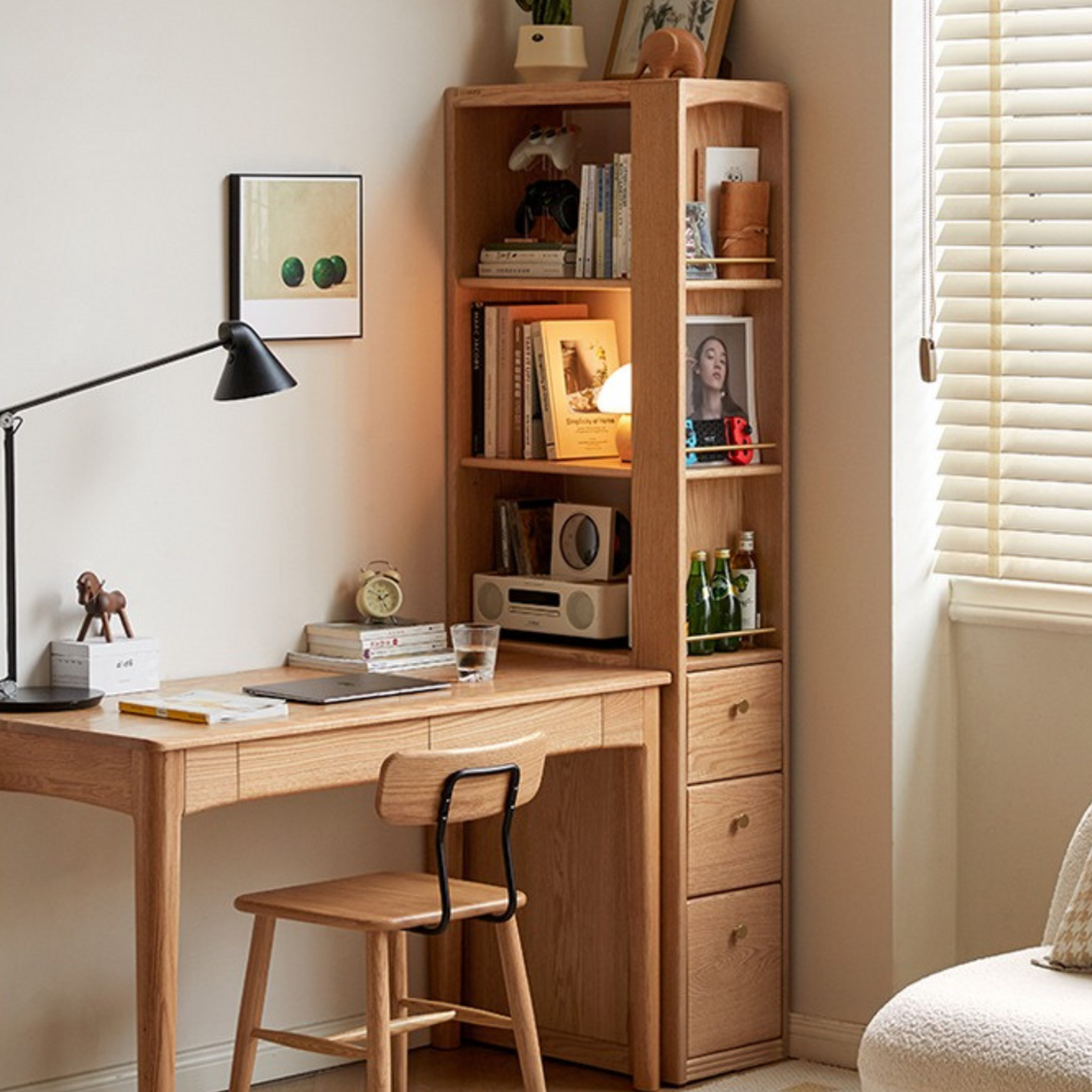Solid Wood Bookcase Study Modern Simple Storage Cabinet Oak Small ...