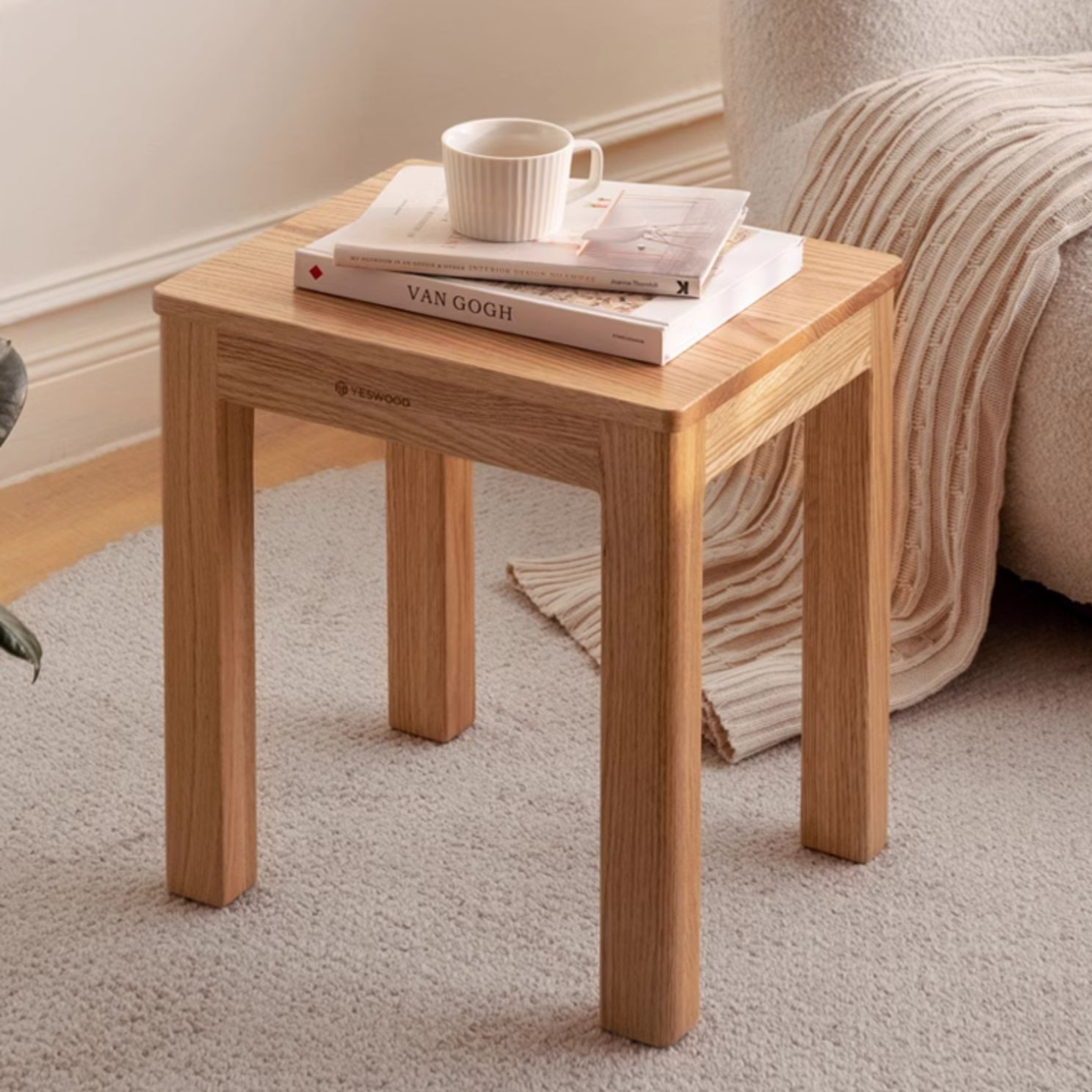 Solid Wooden Stool Nordic Simple Wooden Square Stool Restaurant Dining ...