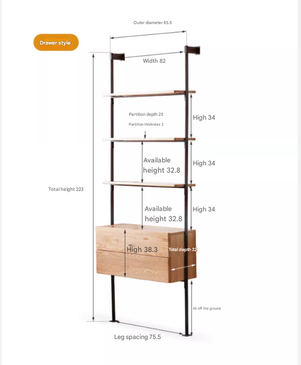 Solid Wood Wall-mounted Bookshelf Industrial Style Study Multi-layer ...