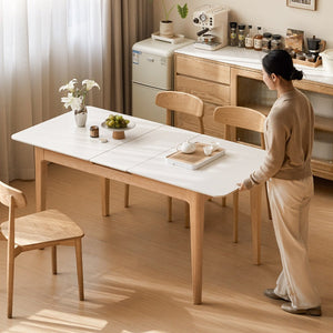 Rock Plate Dining Table Modern and Simple Household Beech Folding ...