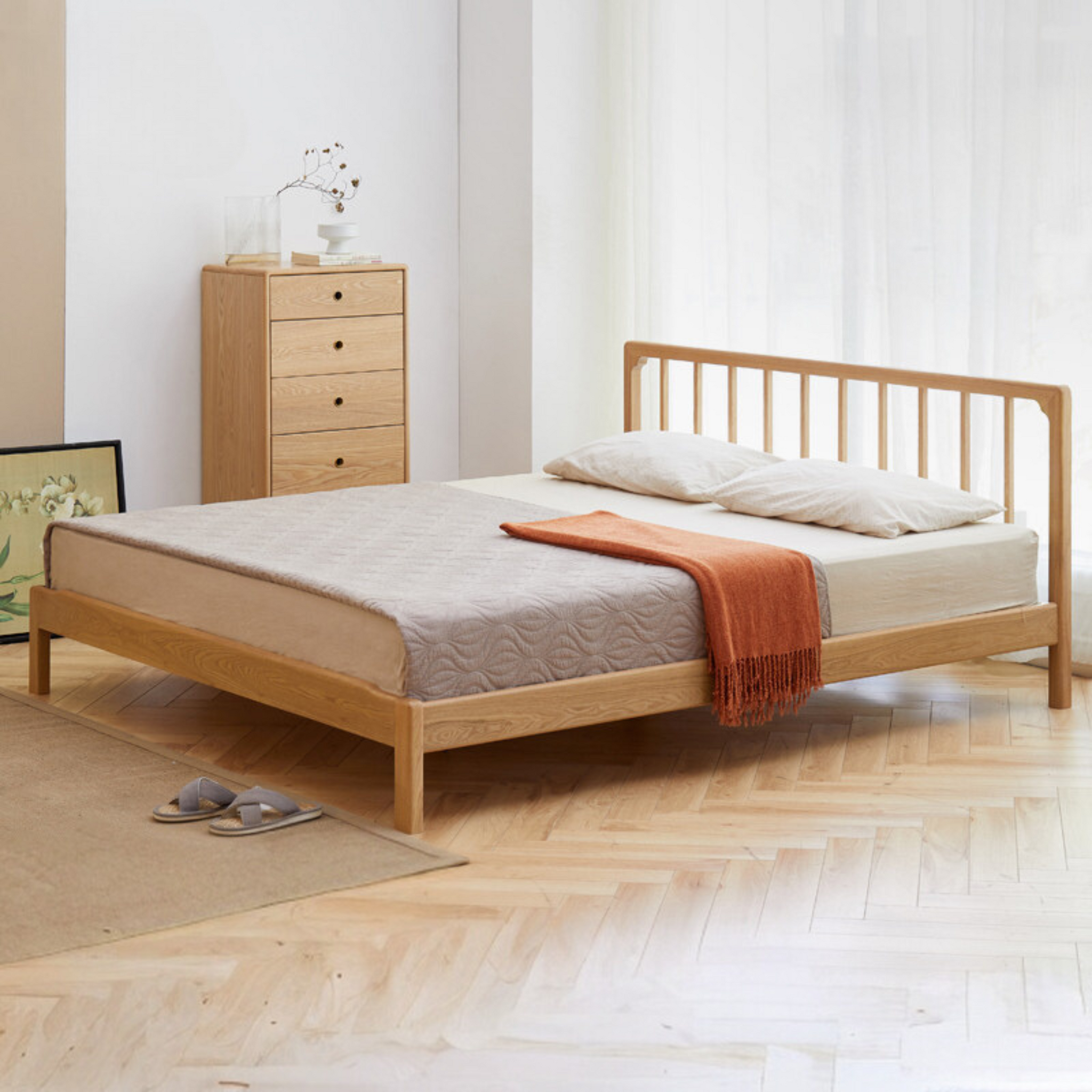 all solid wood home economical and practical double bed modern simple 1 ...