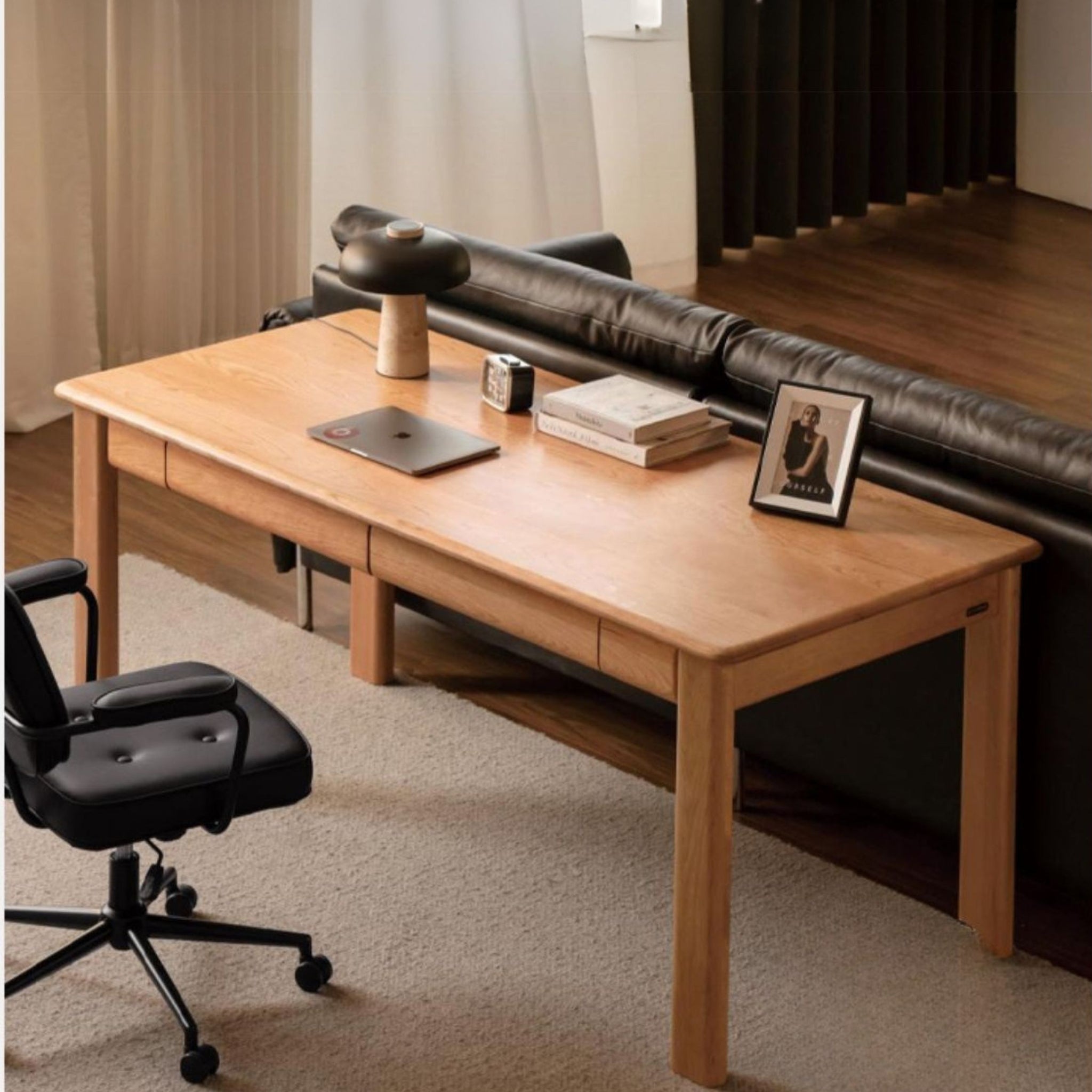 Solid Wood Desk Cherry Wood Study Desk Home Computer Desk Large Size ...