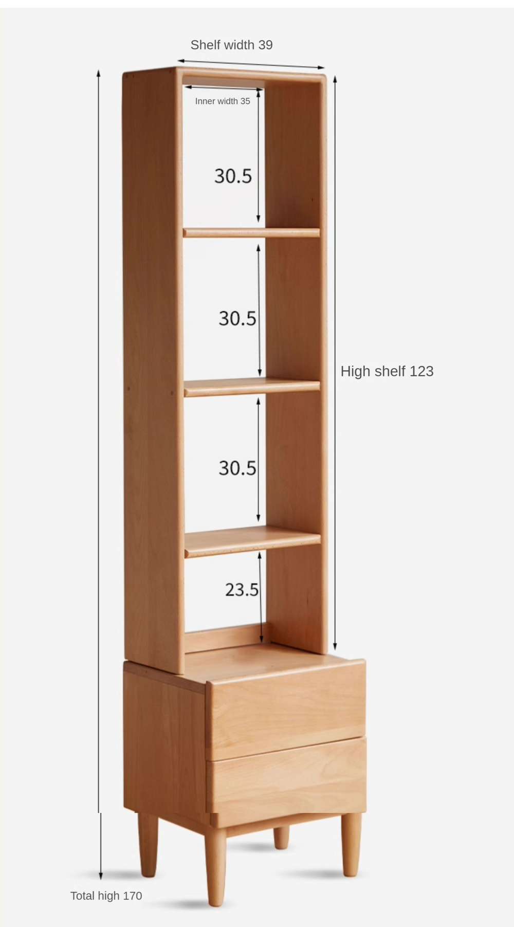 solid wood bedside table, modern minimalist and elevated storage rack ...