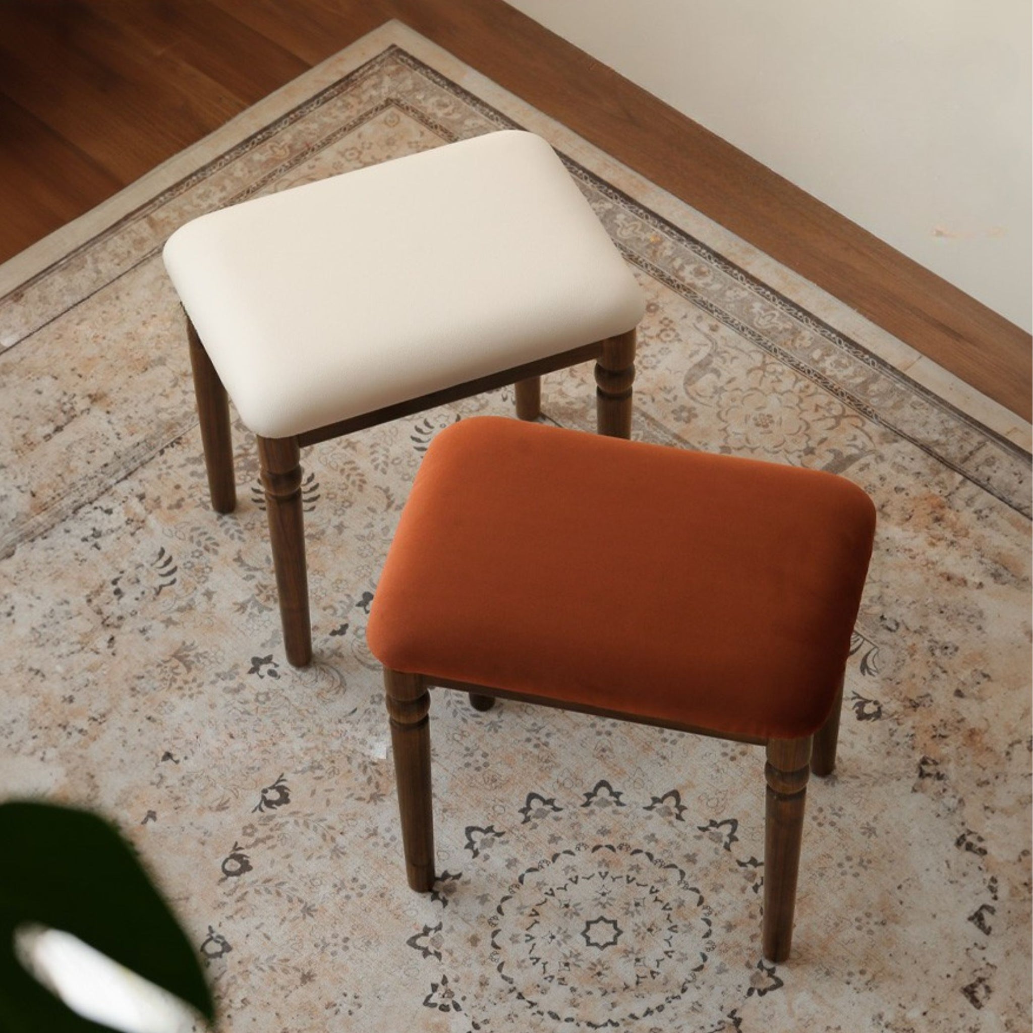 Solid Wood Makeup Stool American Retro Black Walnut Soft Pack Bench ...