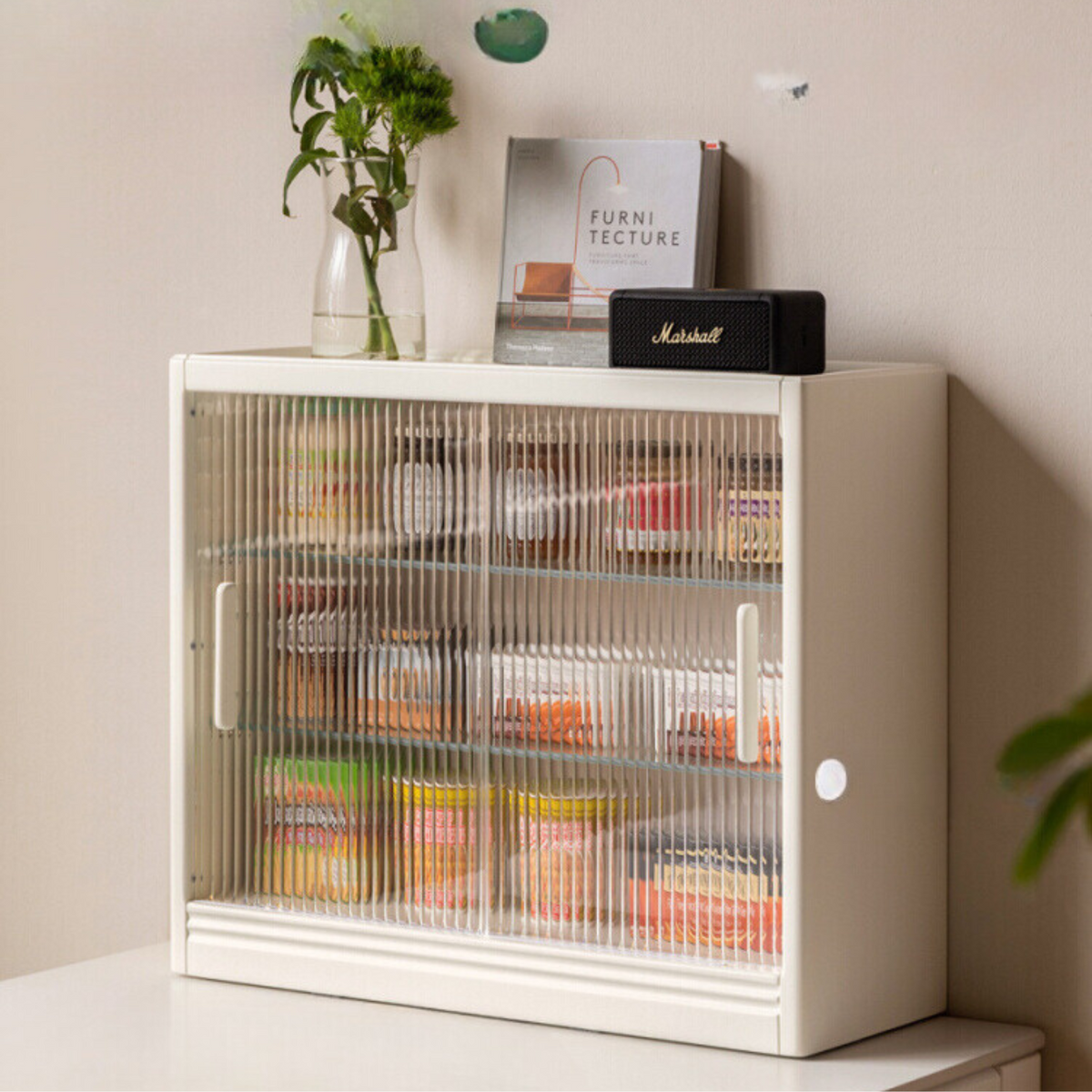 Solid Wood Desktop Storage Cabinet Cream Style Home Dining Sideboard ...
