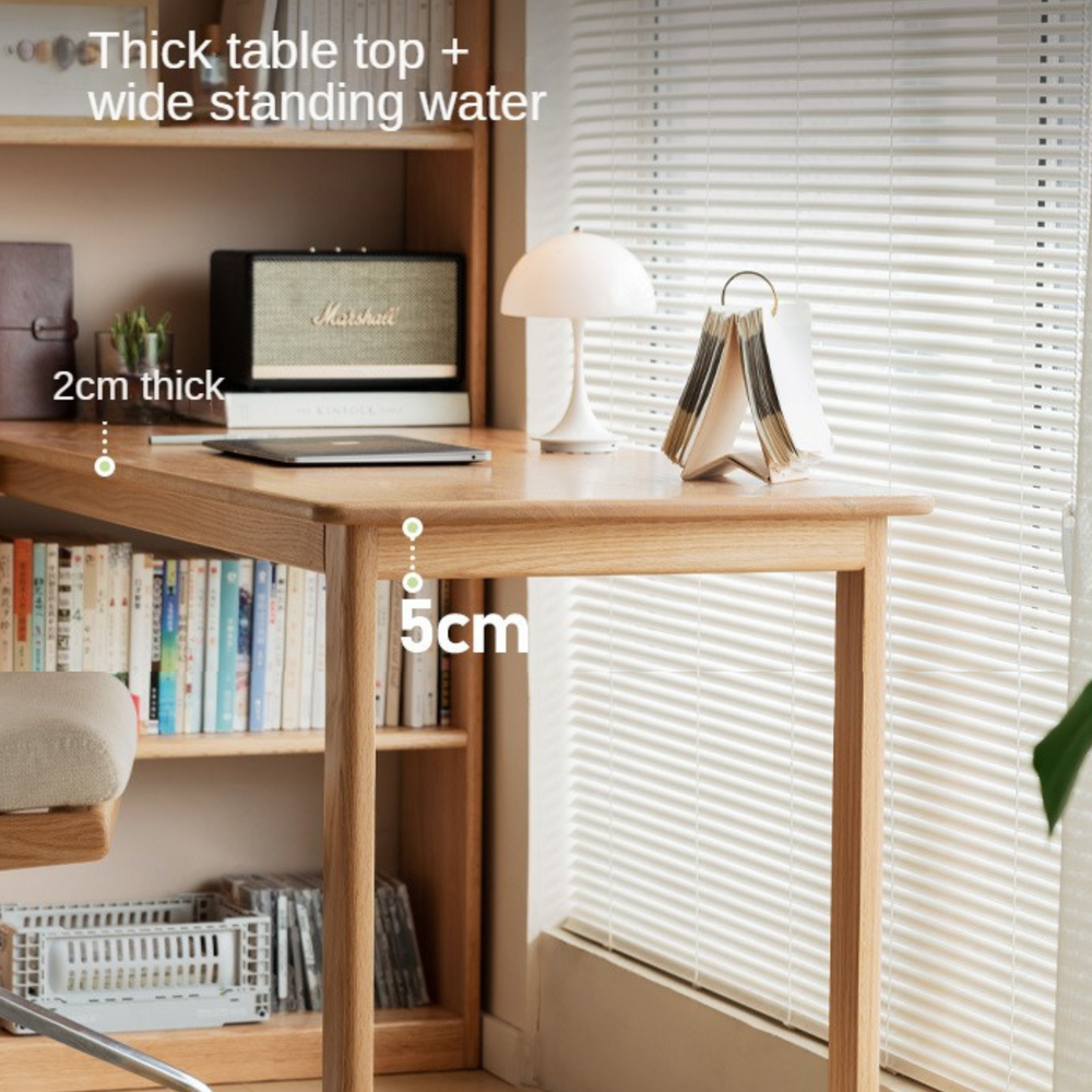 Solid Wood Desk and Bookshelf Integrated Minimalist Small Unit Study ...