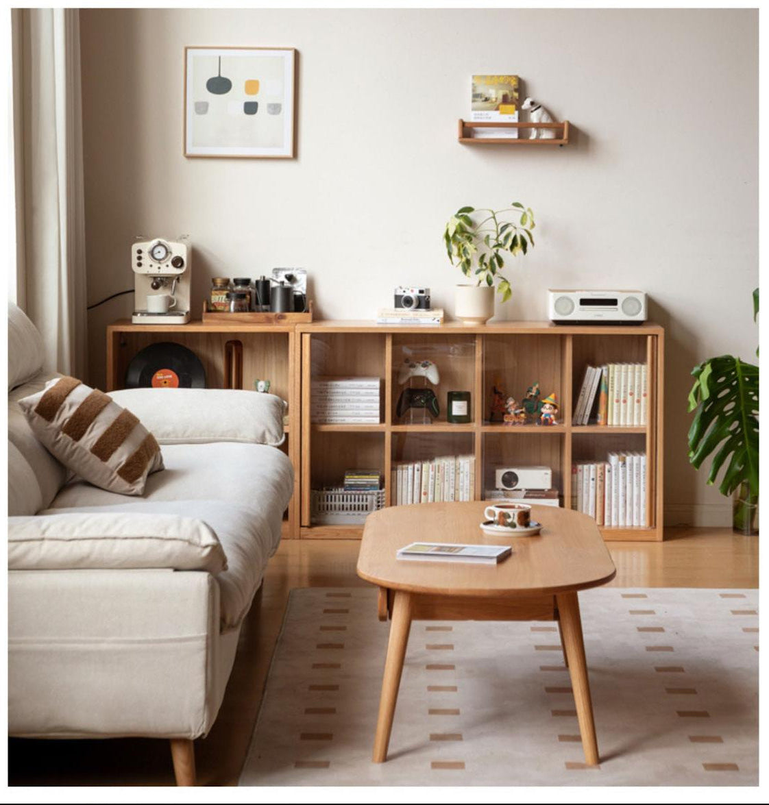 solid wood combination bookcase study low cabinet simple storage ...