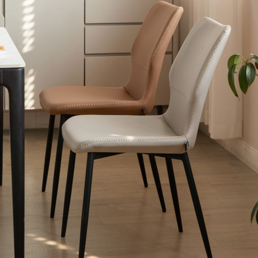 Set 4 pcs Leather Organic Light Luxury Soft Chair