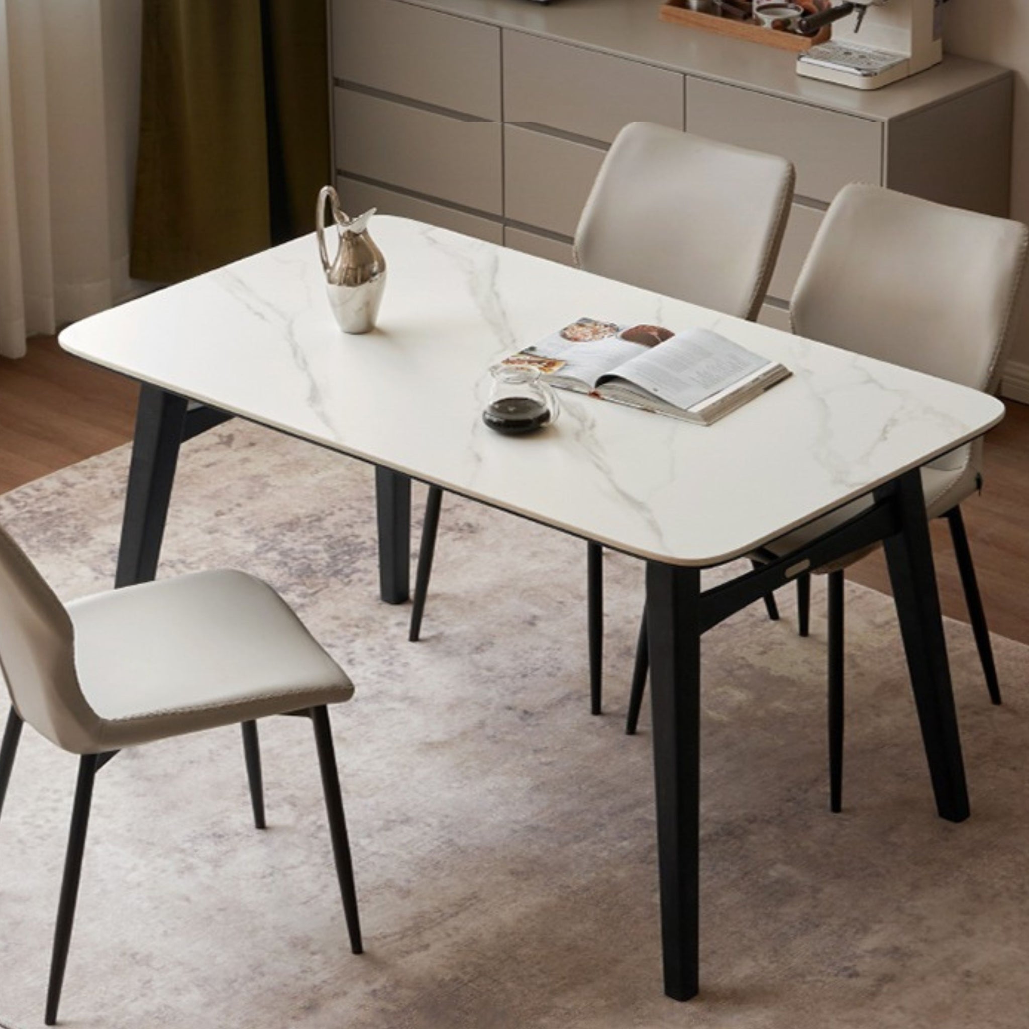 solid wood slate dining table oak light luxury dining table black ...