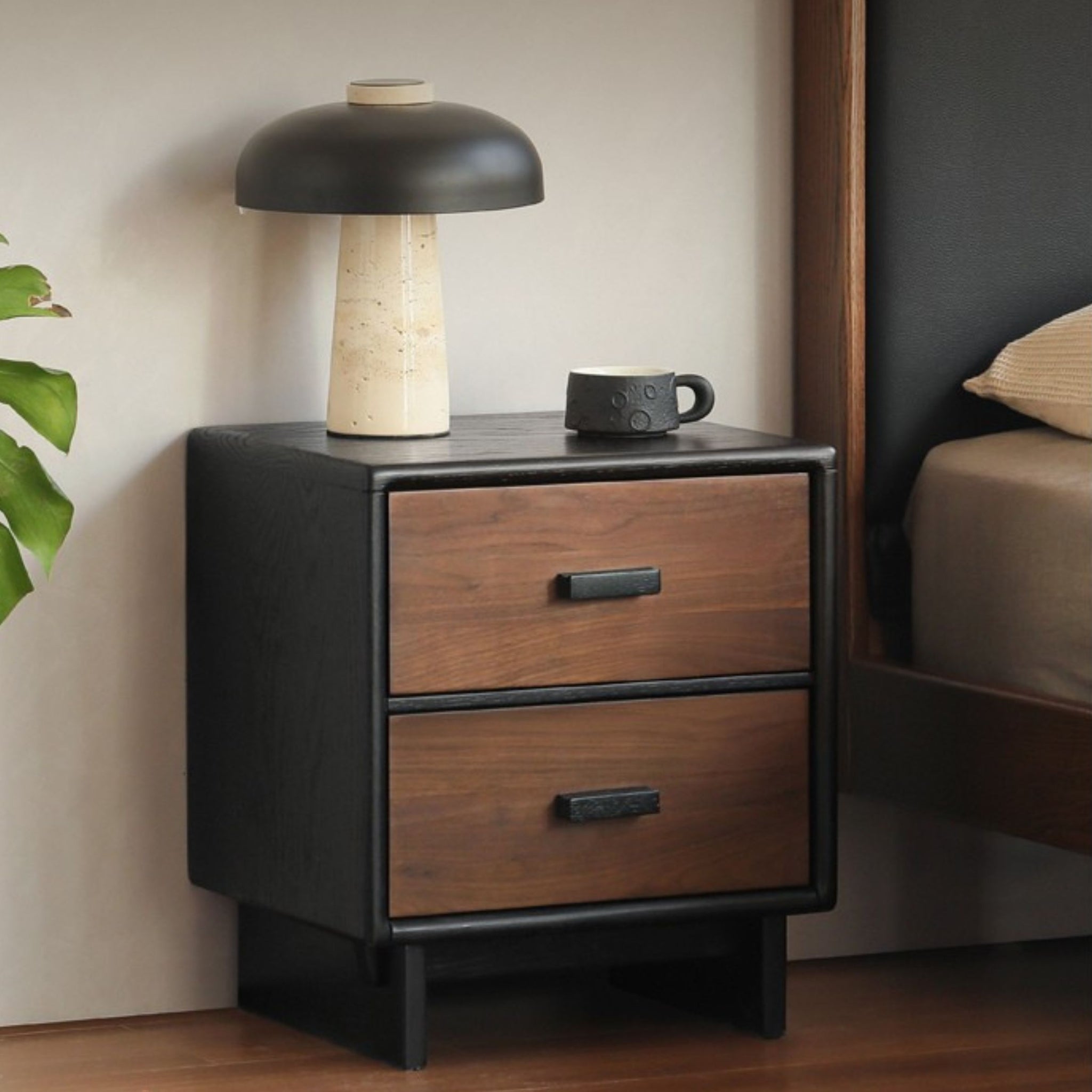 Solid Wood Bedside Table Italian Light Luxury Bedhead Drawer Cabinet ...