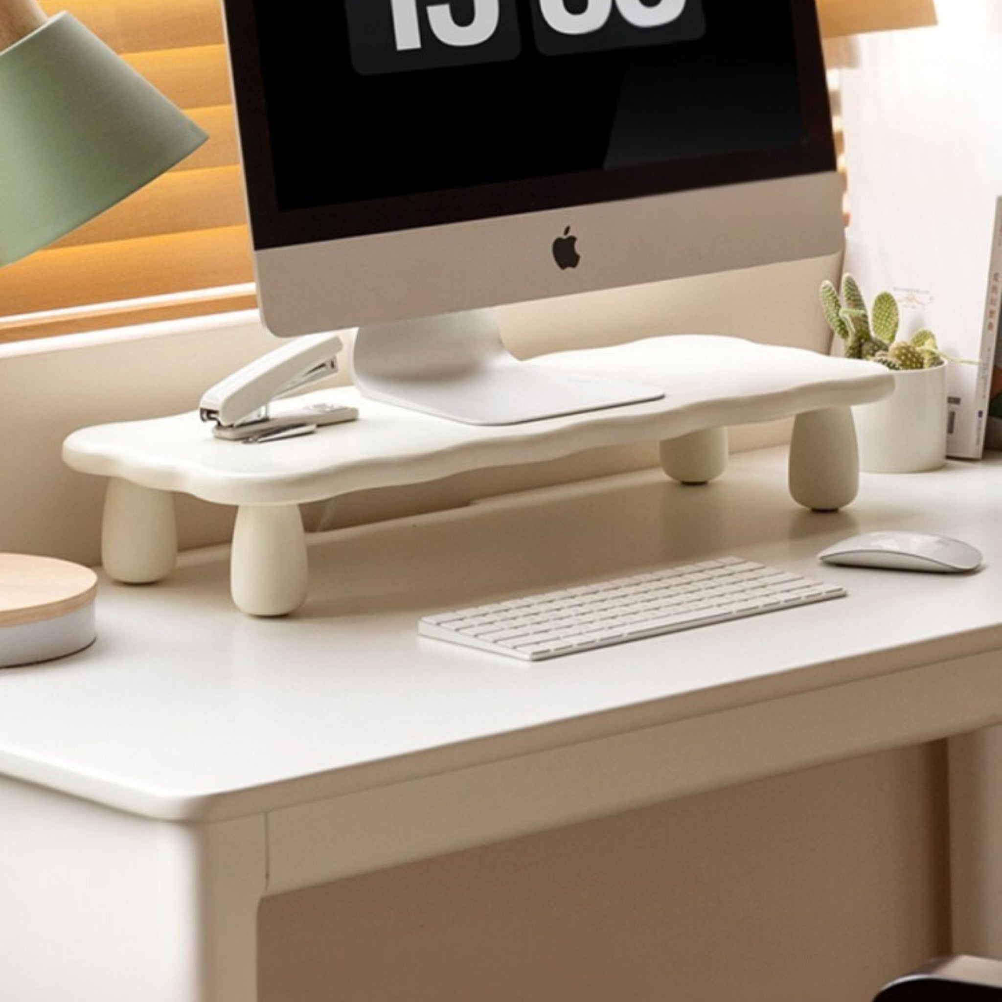 Solid Wood Computer Elevated Desktop Storage Rack Monitor Base Bracket ...