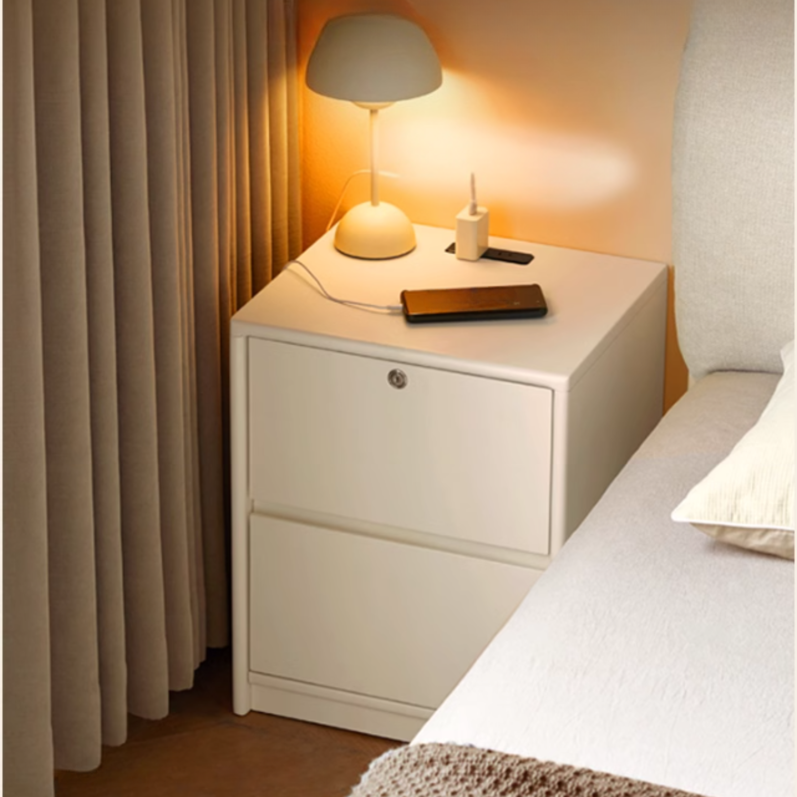 solid wood two-drawing bedside table simple floor-to-ceiling bedside ...