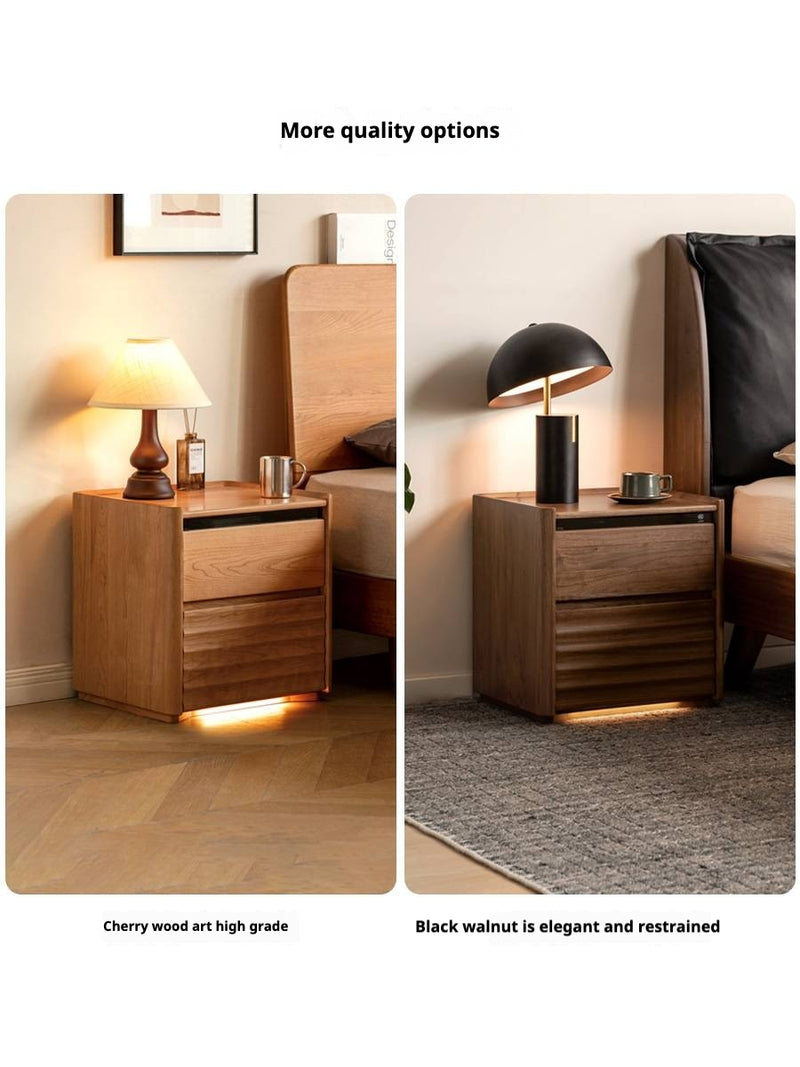 Ash Solid Wood Modern Lighted Nightstand