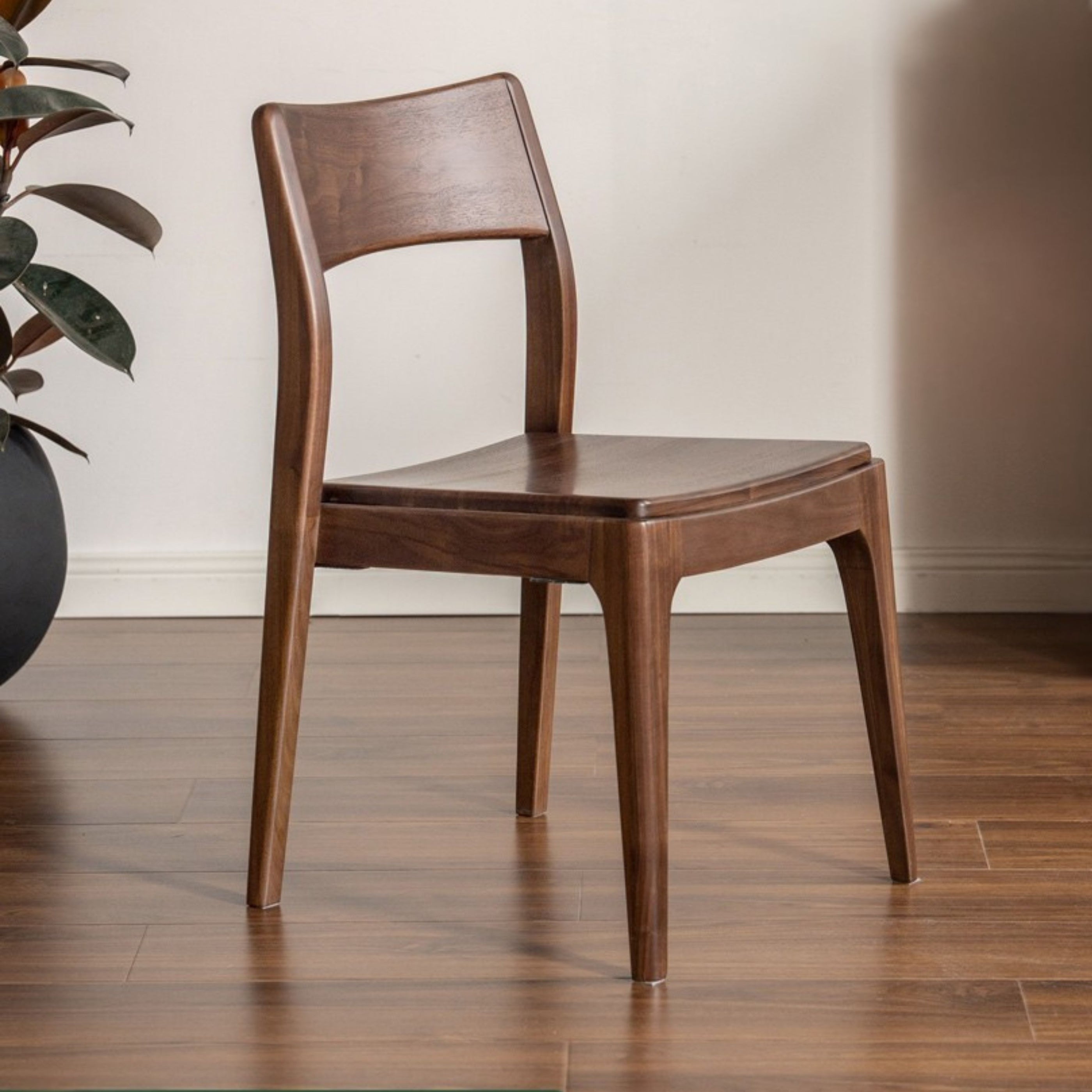Solid Wood Dining Chair Restaurant Simple Dining Chair Black Walnut ...