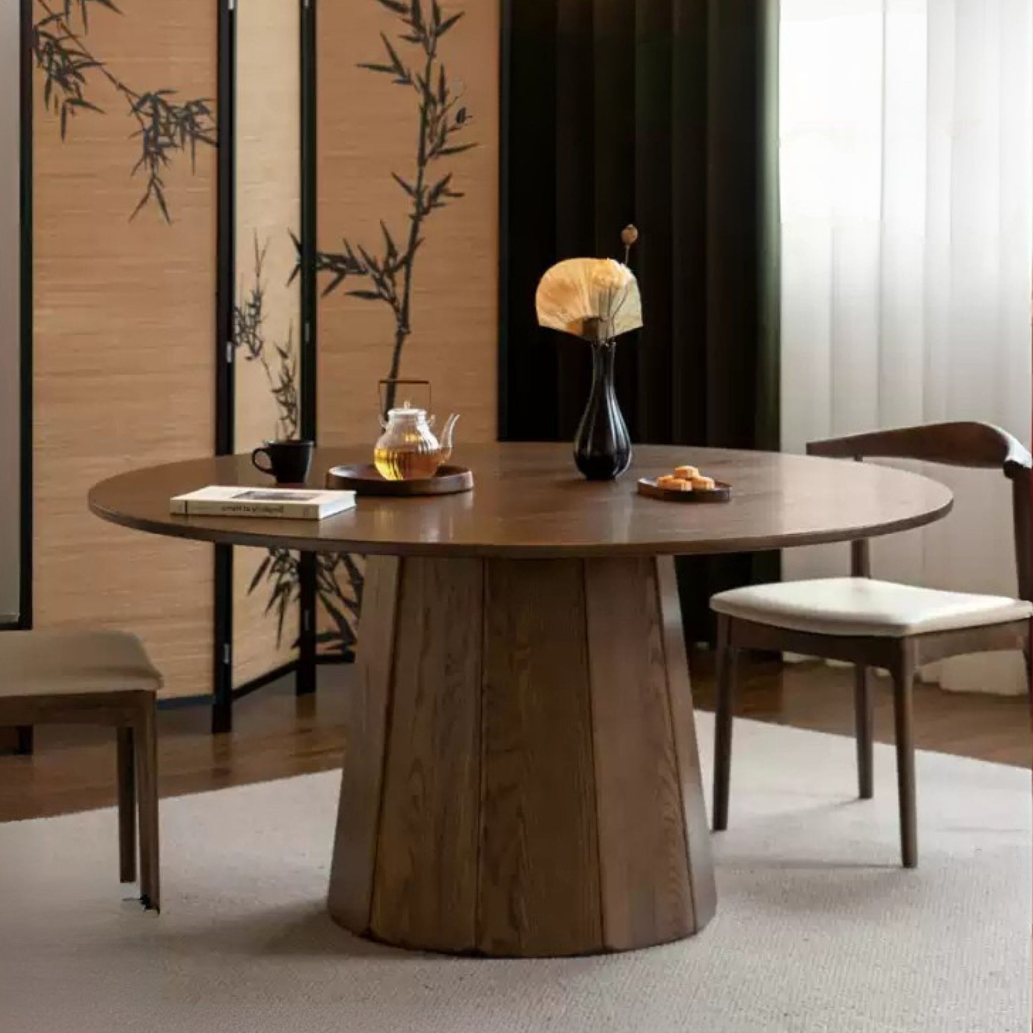 Solid Wood Dining Table Restaurant Modern Simple Round Table Dining ...