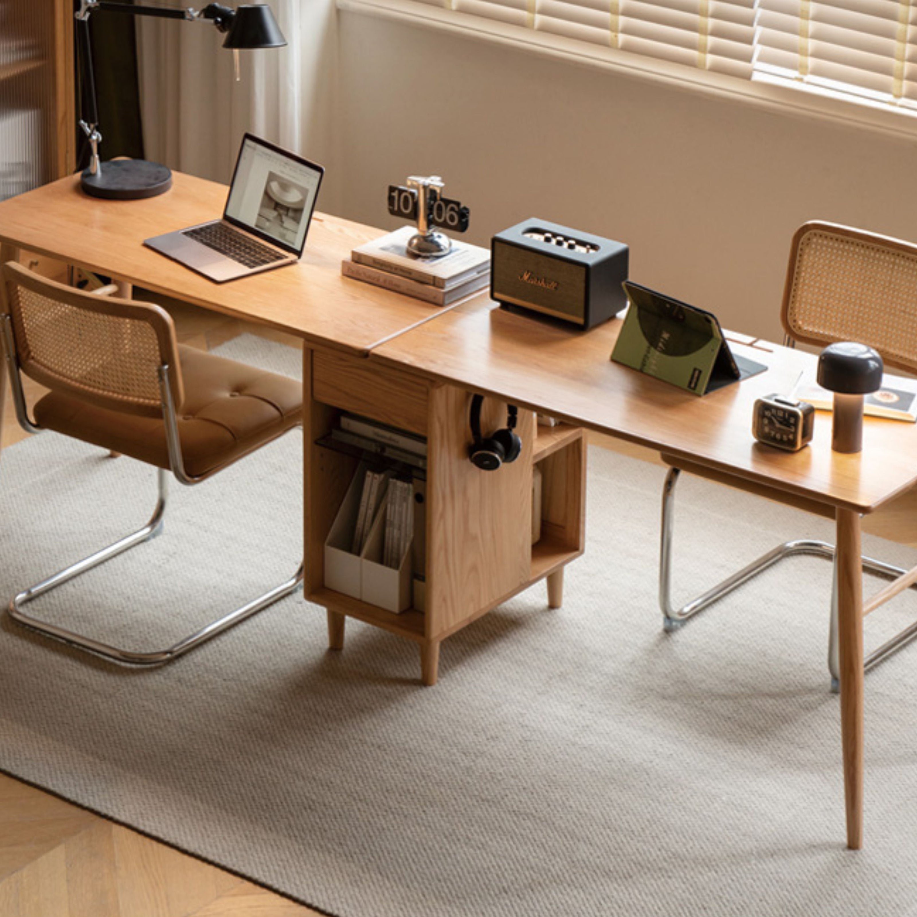 Oak, Solid Rubberwood Double Office Desk