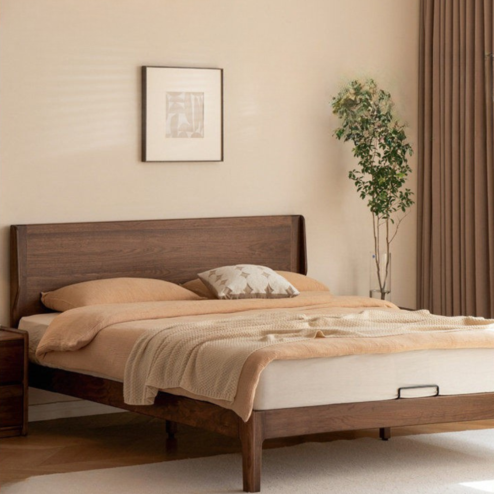 master bedroom bed North American black walnut bed modern simple all ...