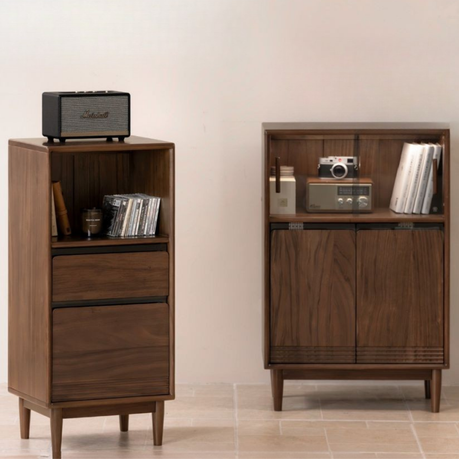 Red Zebrawood Solid Wood Modern Side Cabinet.
