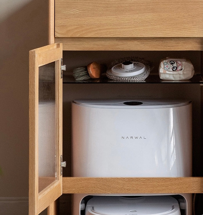 all solid wood sweeping robot storage cabinet modern simple mobile low ...