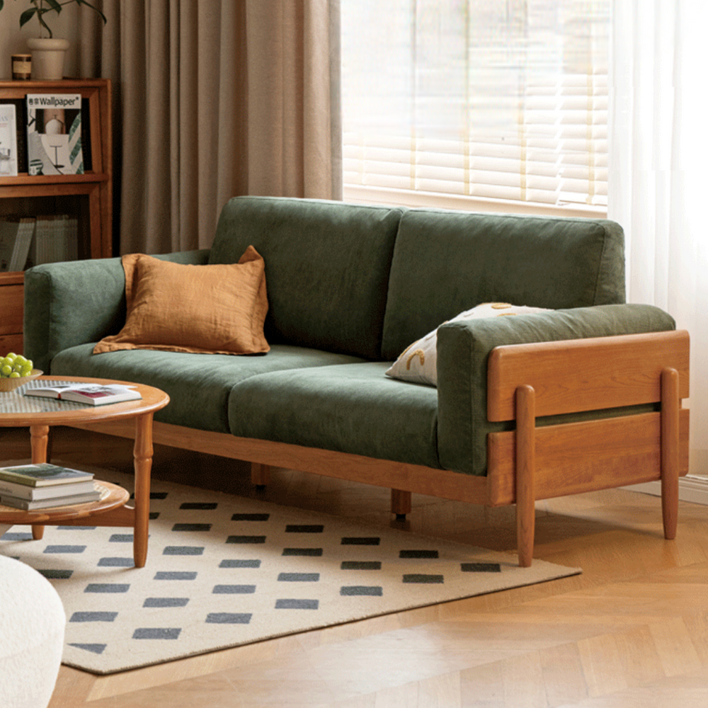 full solid wood sofa, living room, antique style cherry wood three ...