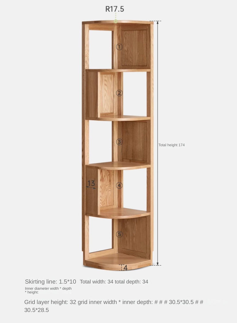 Wood Solid Wood Corner Bookcase Wall Corner Shelf Household Bookcase ...
