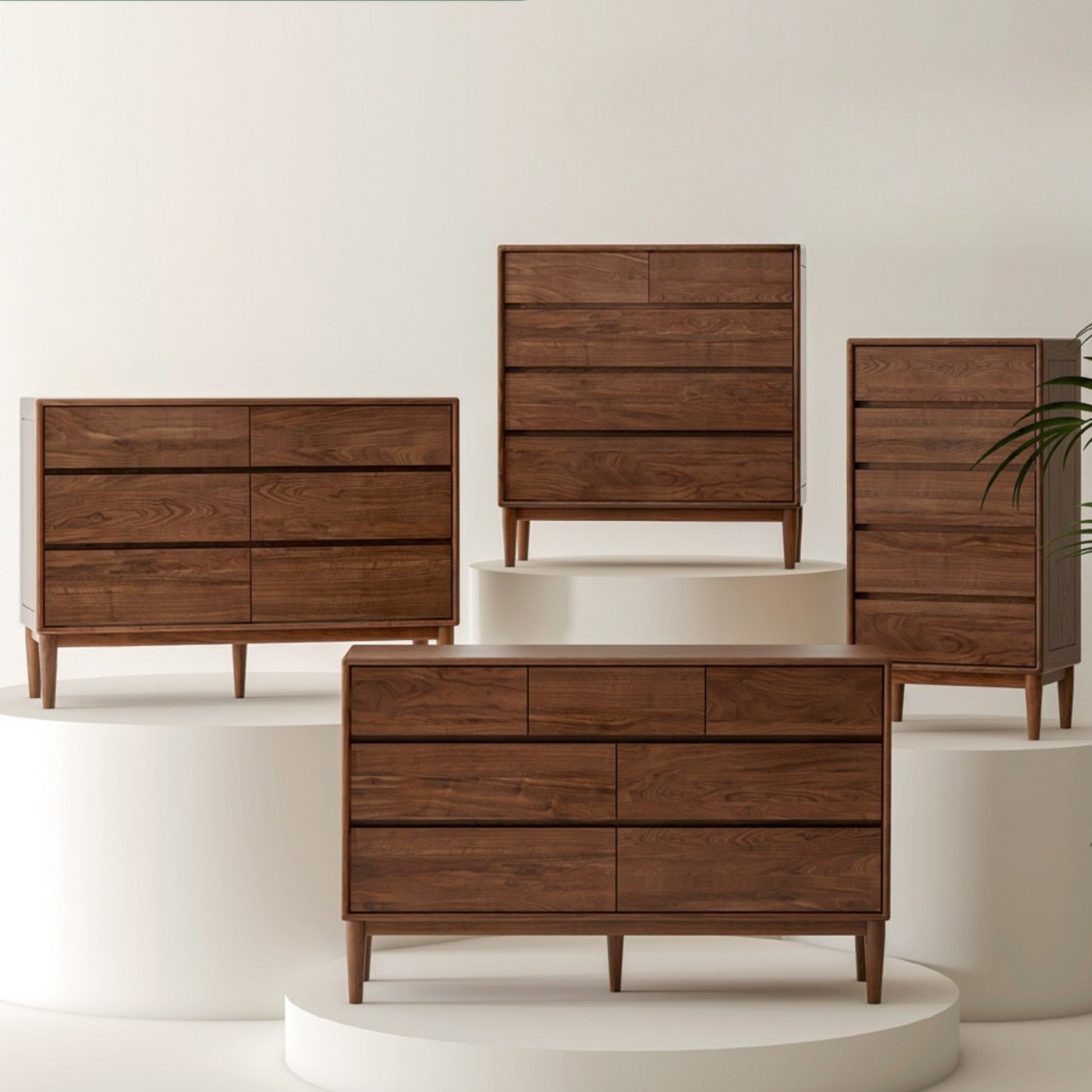 Solid Wood Bucket Cabinet Black Walnut Seven Bucket Cabinet Modern and ...