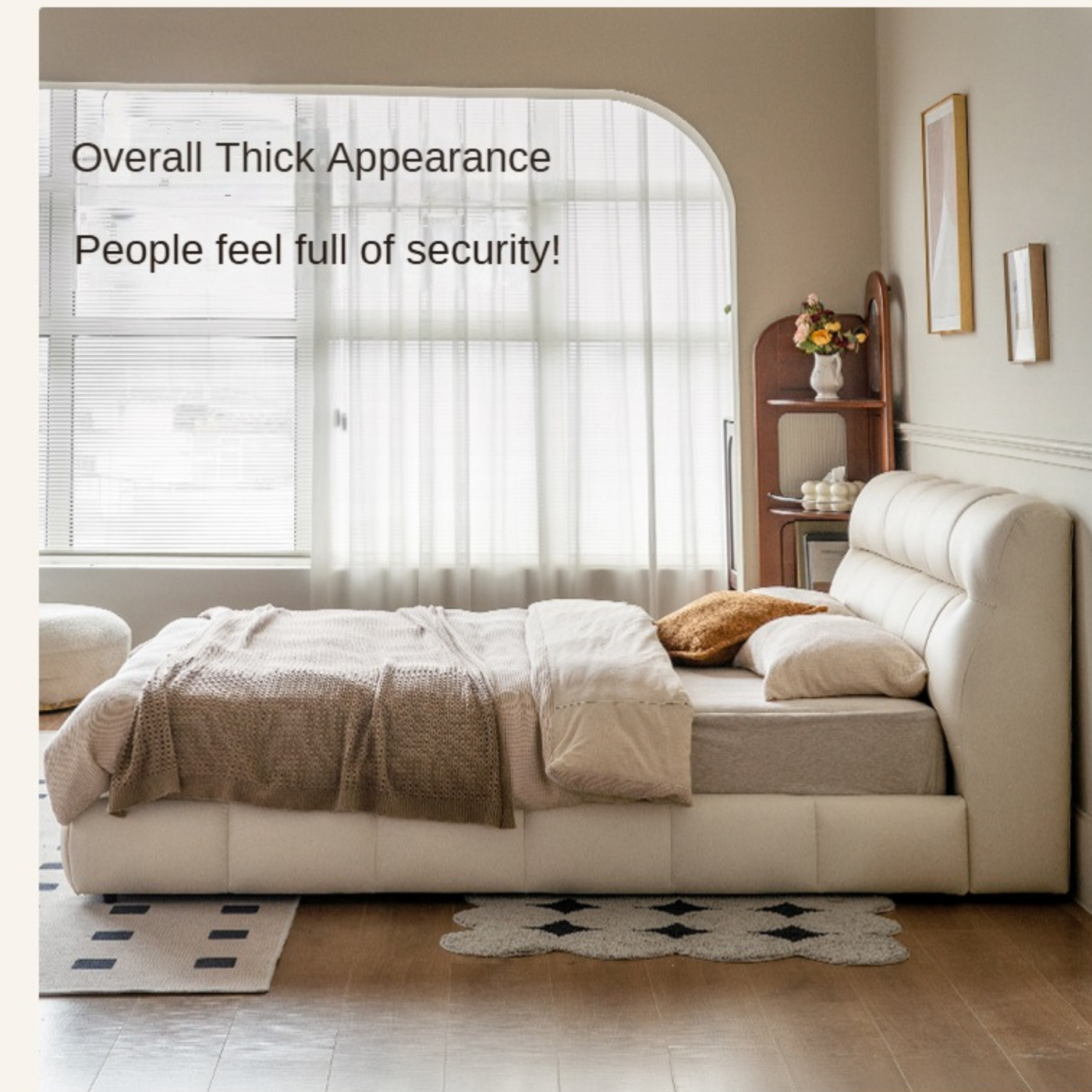 leather bed modern simple master bedroom bed cream wind cloud puff bed ...