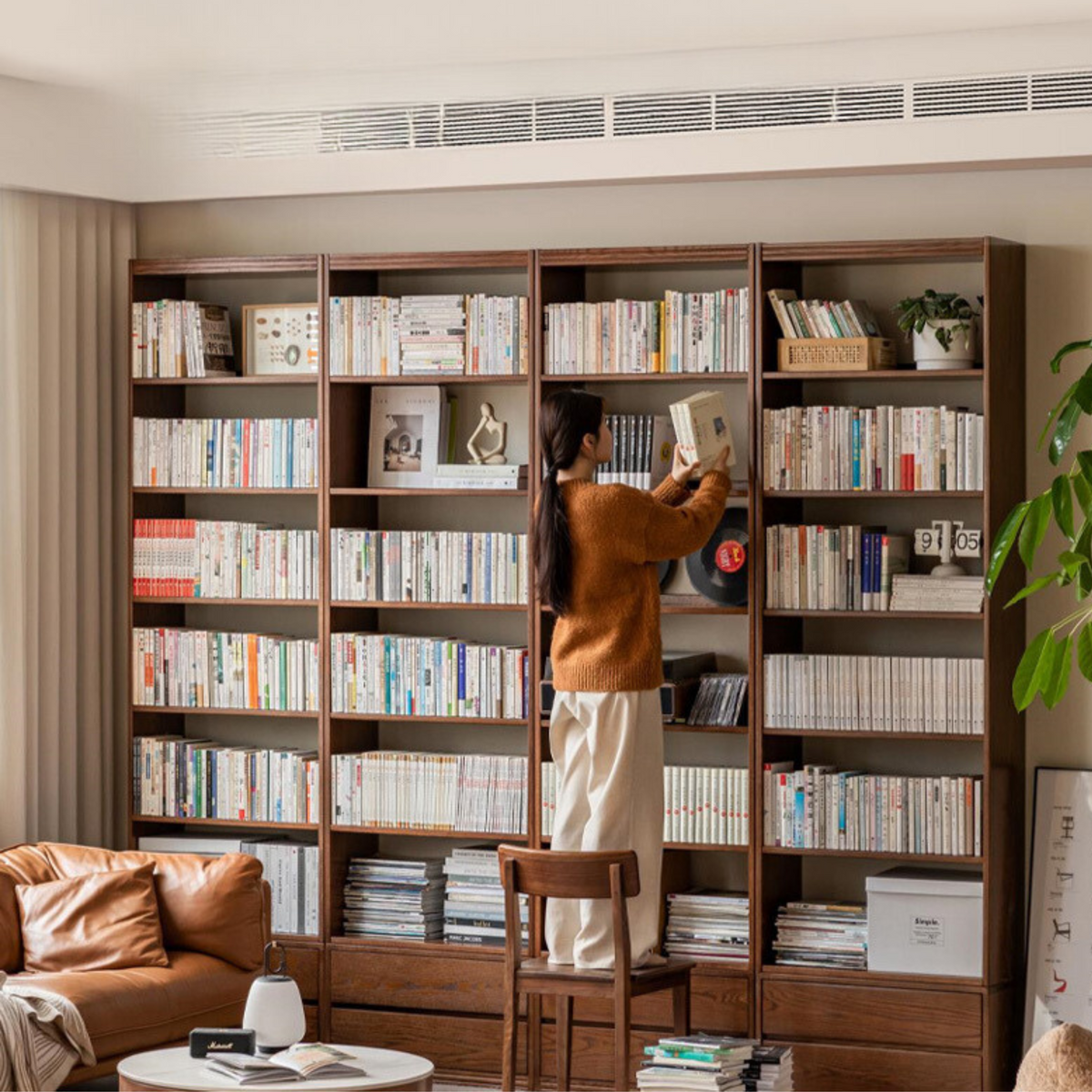 solid wood bookshelf floor rack home integrated wall storage cabinet ...