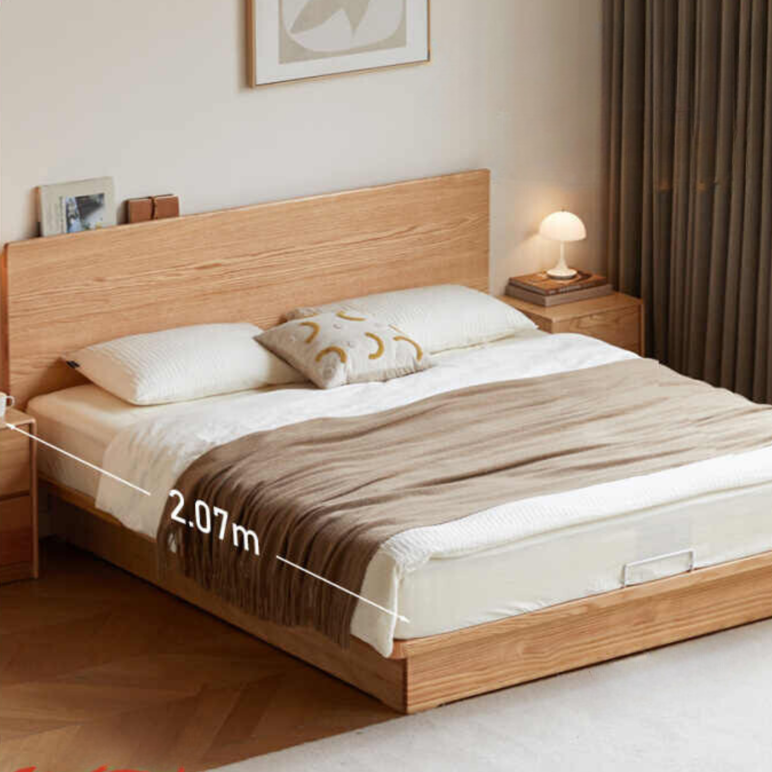 solid wood bed modern simple oak suspended bed log wind box bed home ...