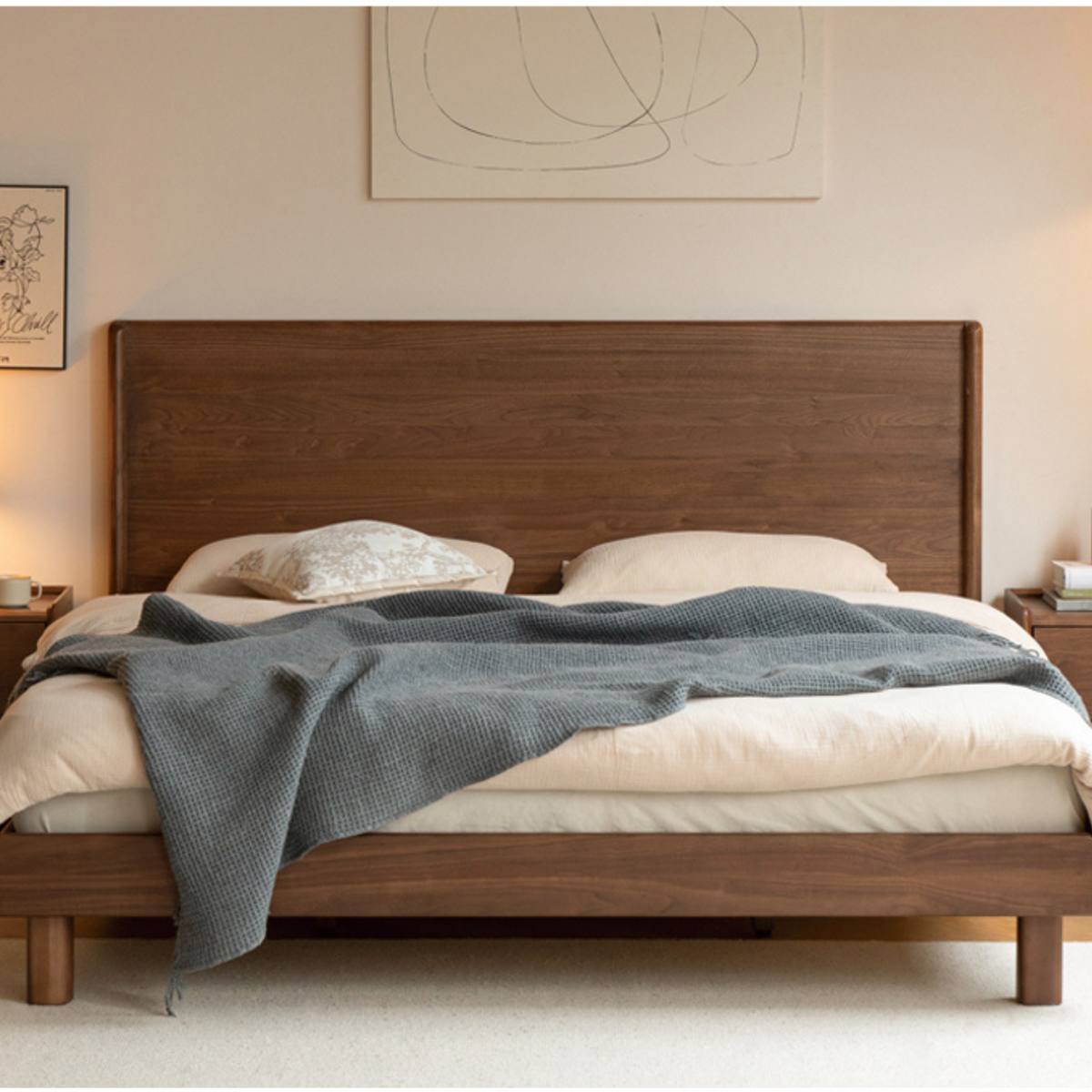master bedroom bed North American black walnut bed modern simple all ...