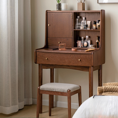 solid wood makeup table Nordic oak small apartment bedroom dressing ...