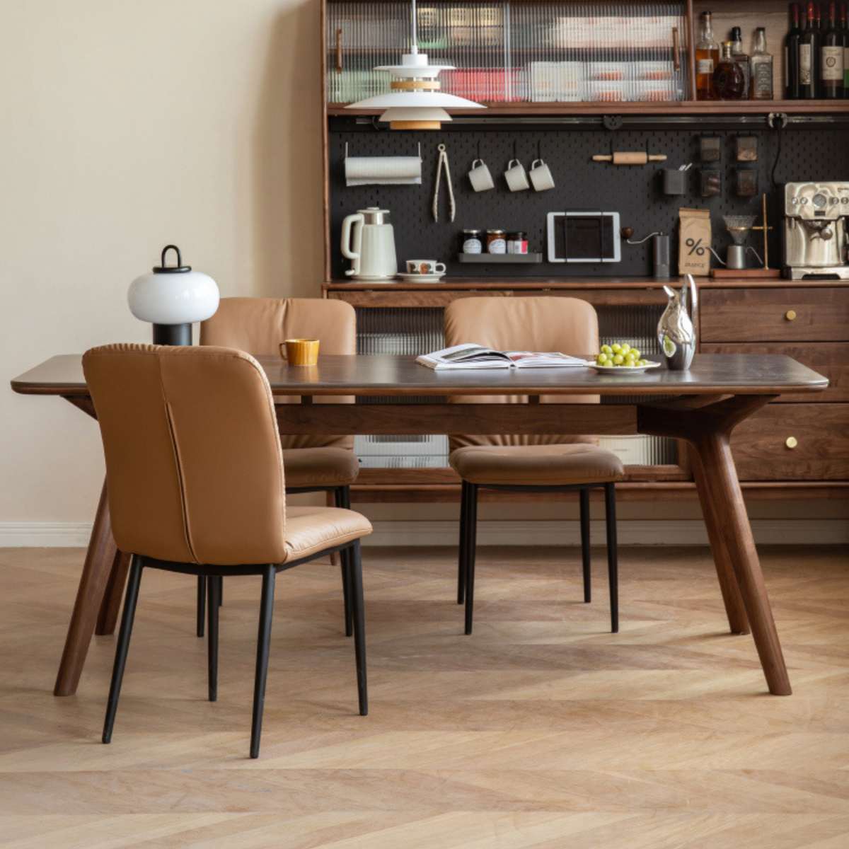 solid wood dining table modern minimalist home black walnut slate table ...