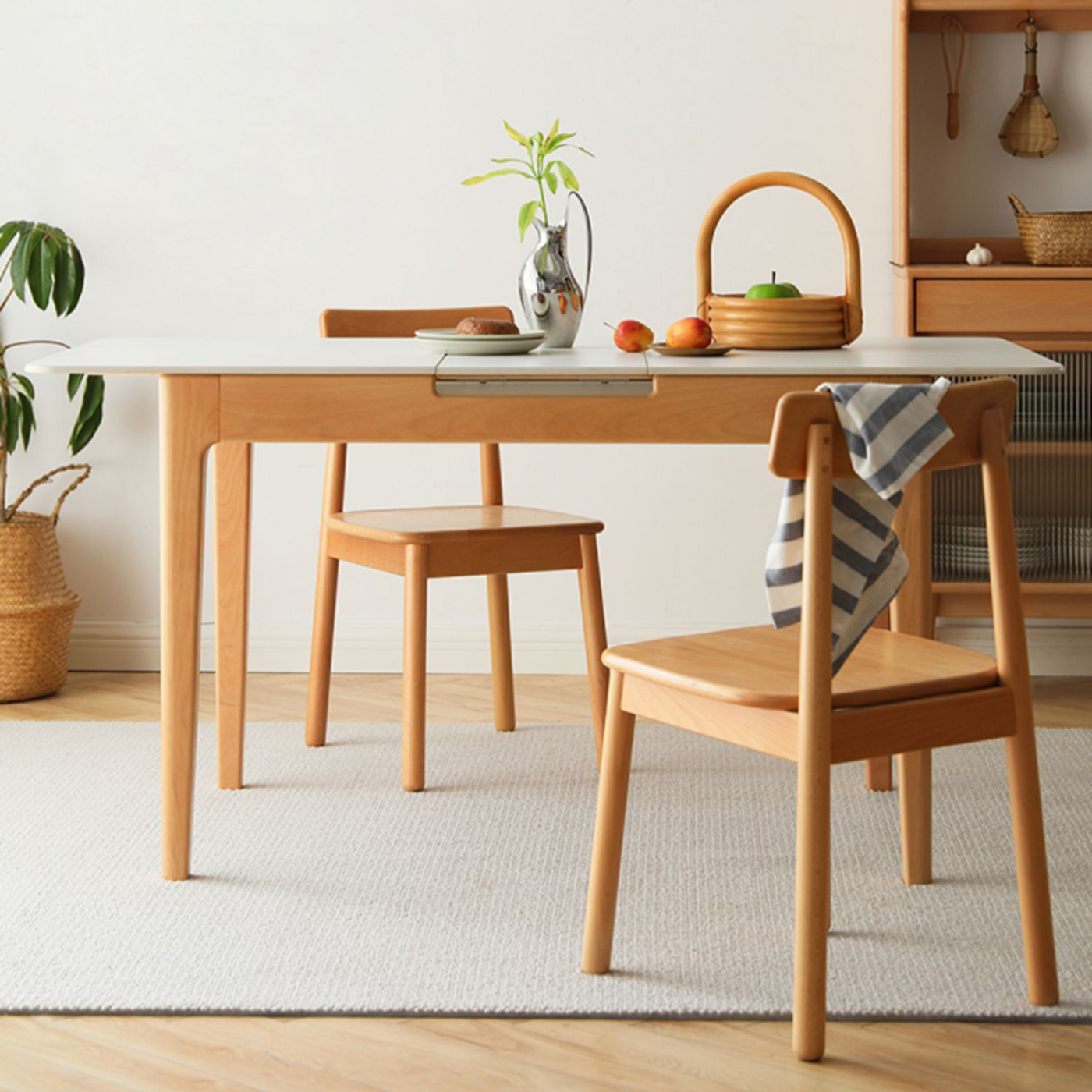 Rock Plate Dining Table Modern and Simple Household Beech Folding ...