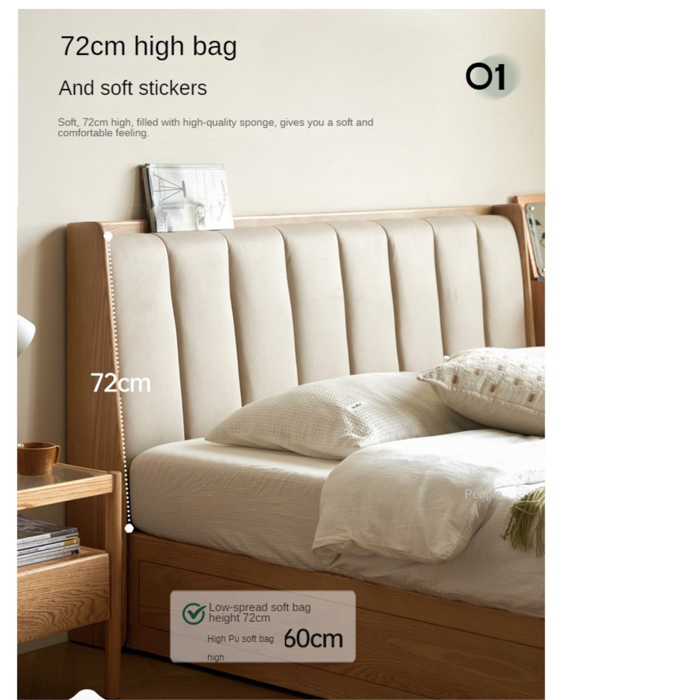 Solid wood box bed storage bed bedroom high box bed double bed ash wood ...