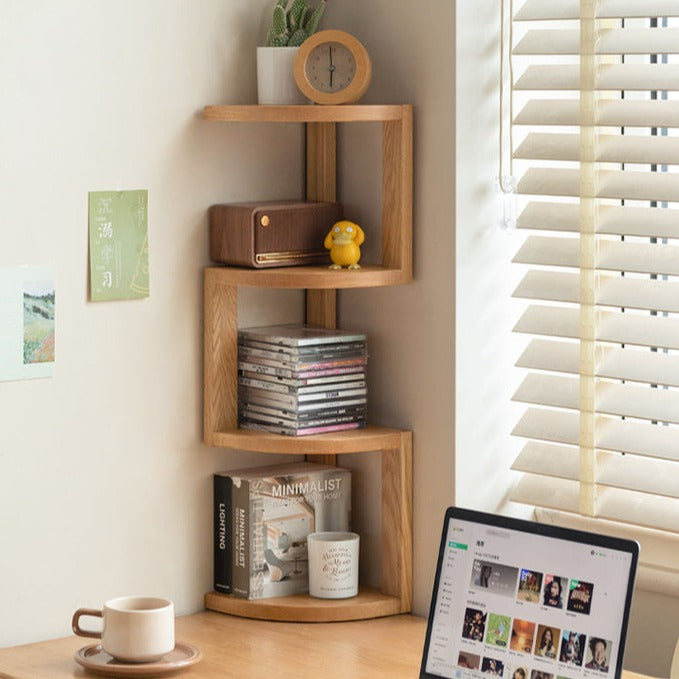 Oak Solid Wood Сorner Table Shelves